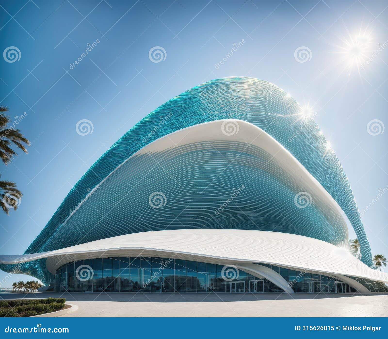 A Large, Modern Building with a Sleek, Curved Design. Stock Image ...