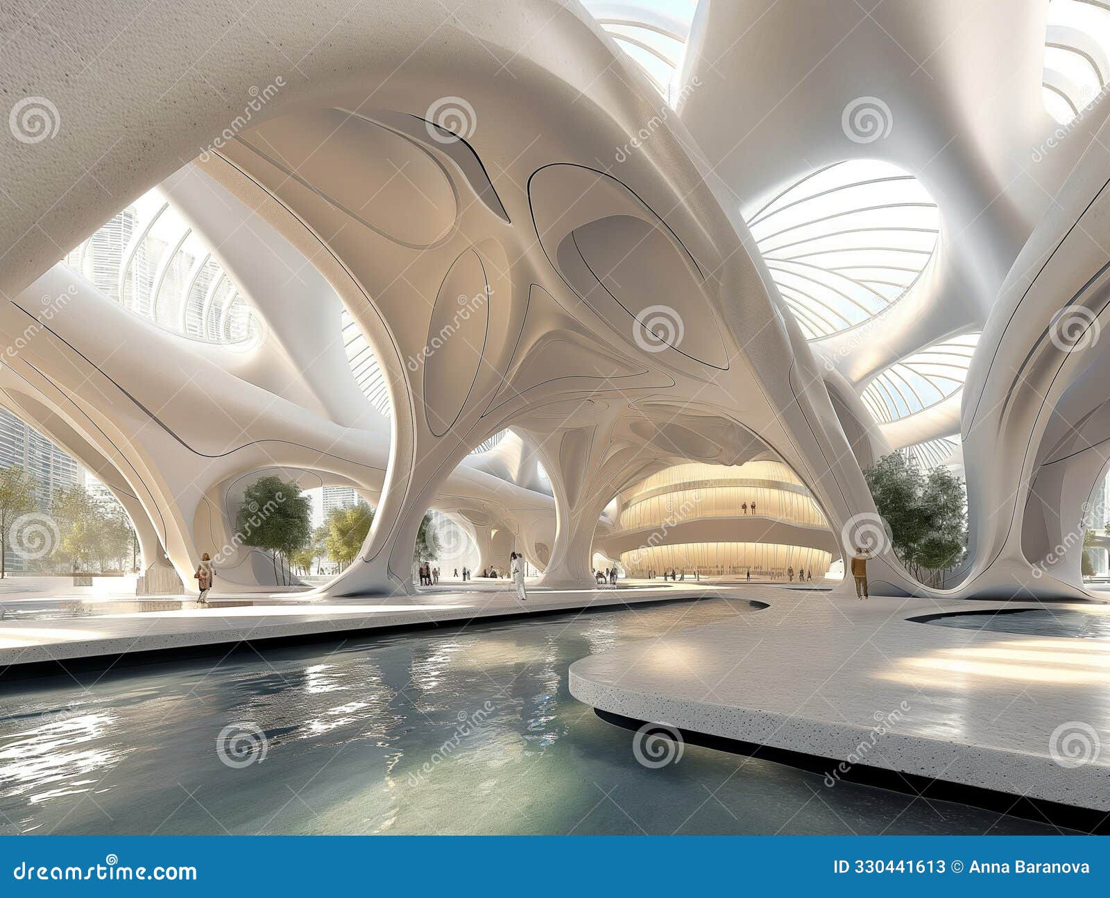 A Large Modern City Building in the Style of Monumental Architecture ...