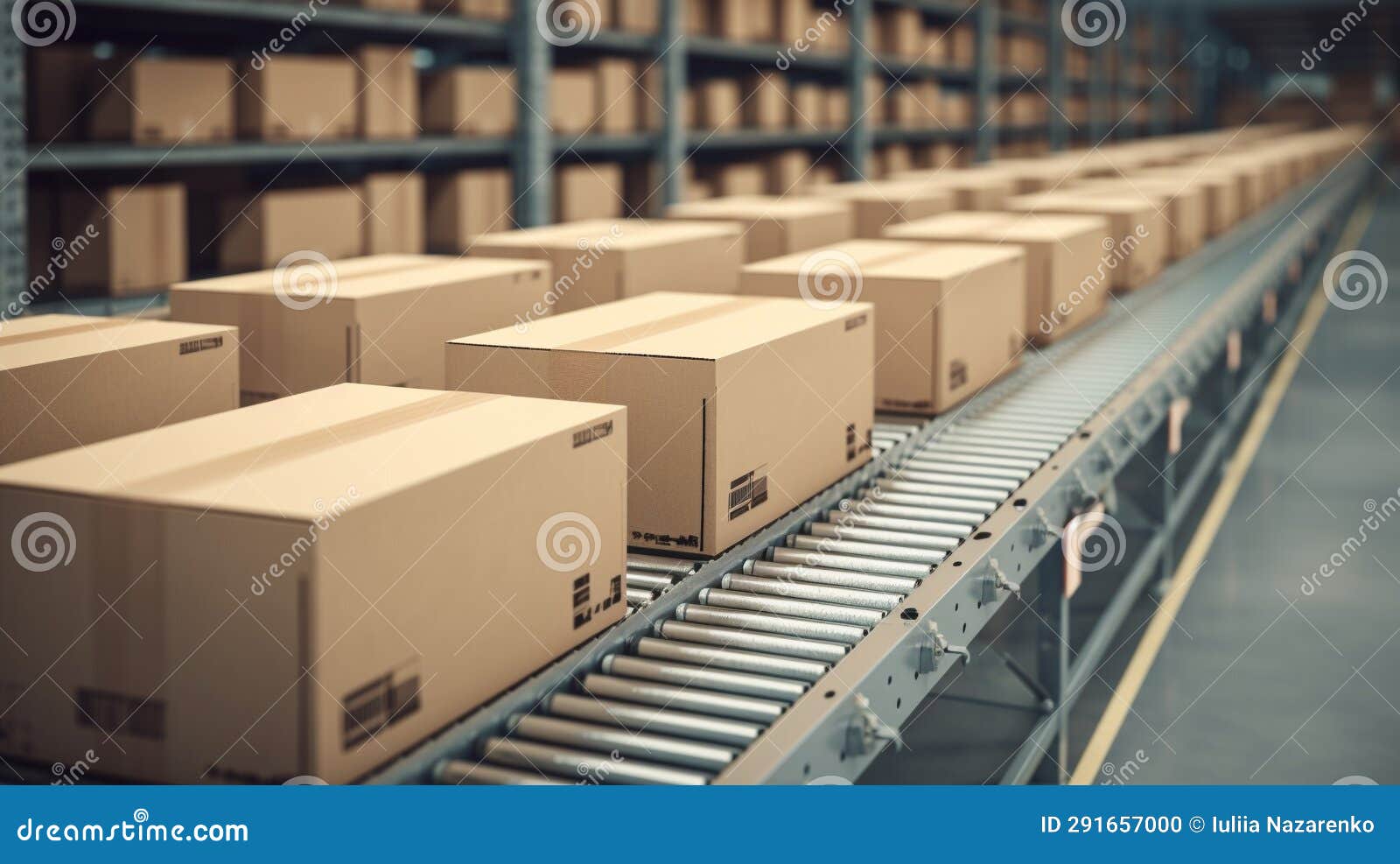 Large Modern Distribution Warehouse with Cardboard Boxes on ...