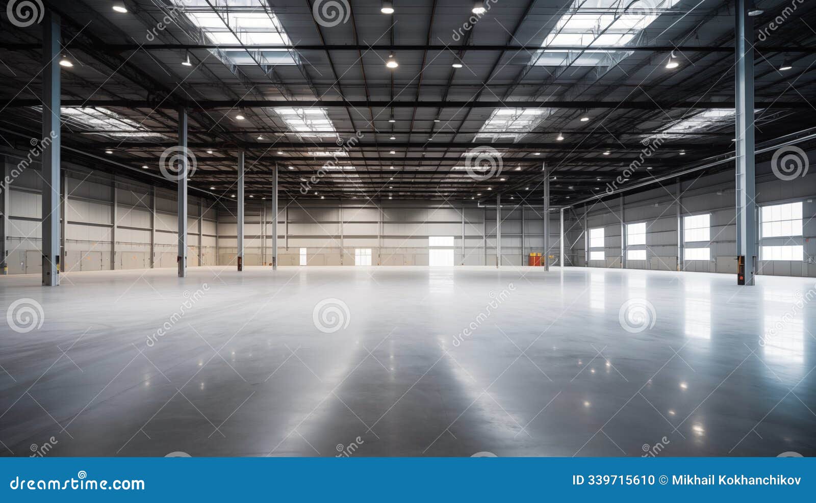 Large Modern Empty Storehouse Stock Photo - Image of large, floor ...