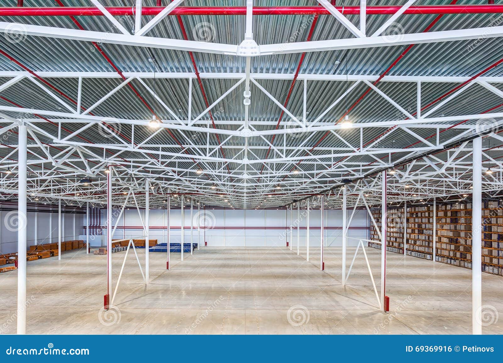 Large Modern Empty Warehouse Stock Photo - Image of background ...