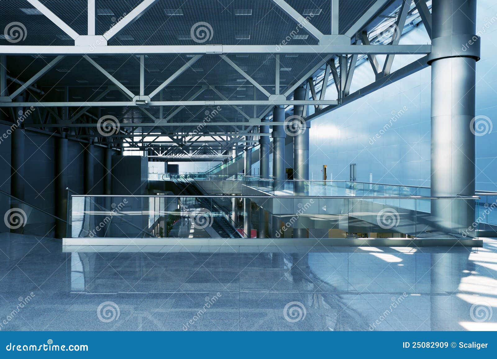 Large modern hall stock image. Image of glass, architecture - 25082909