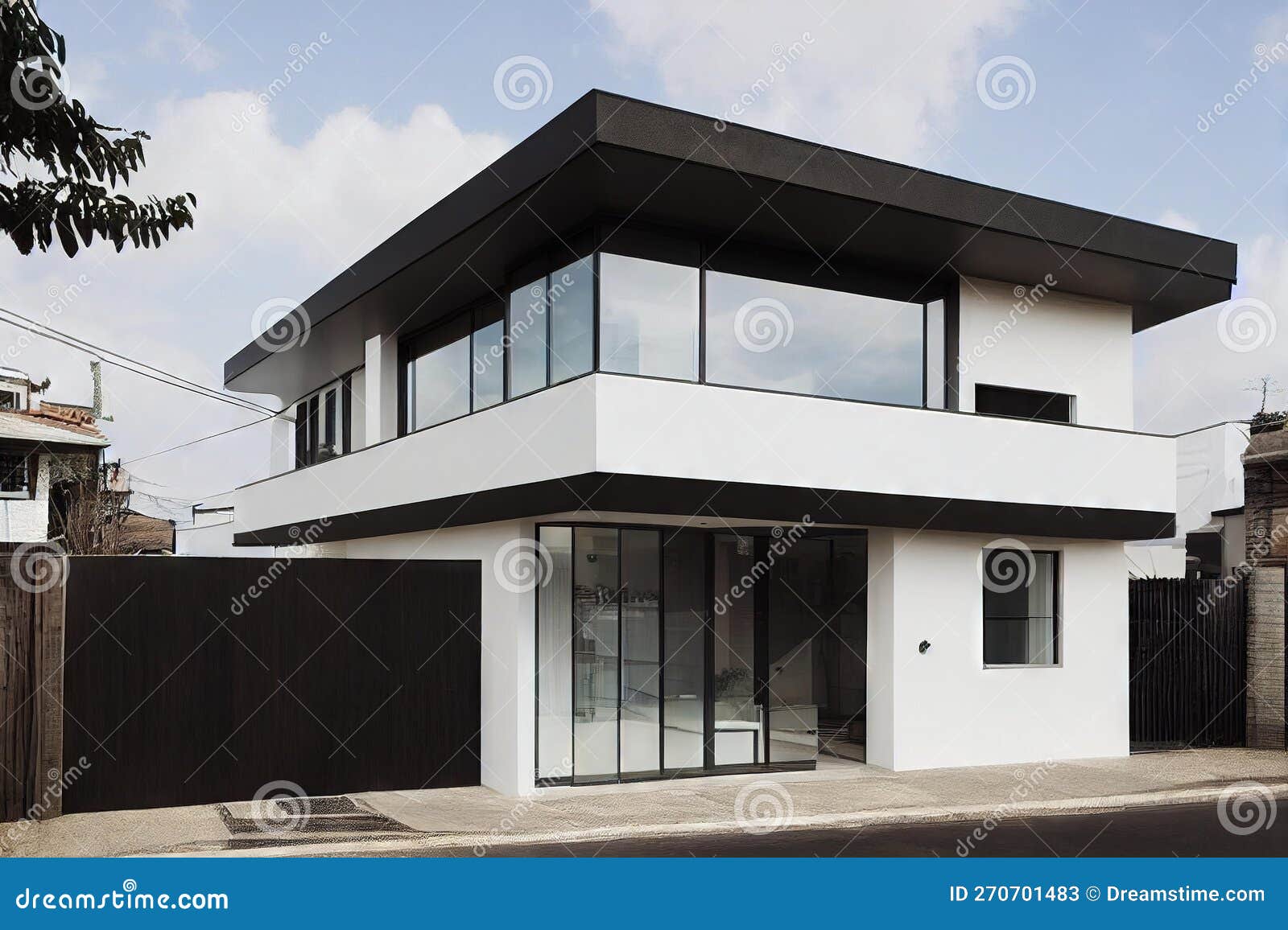 Large Modern House Exterior of Rectangular Architecture with Garage and ...