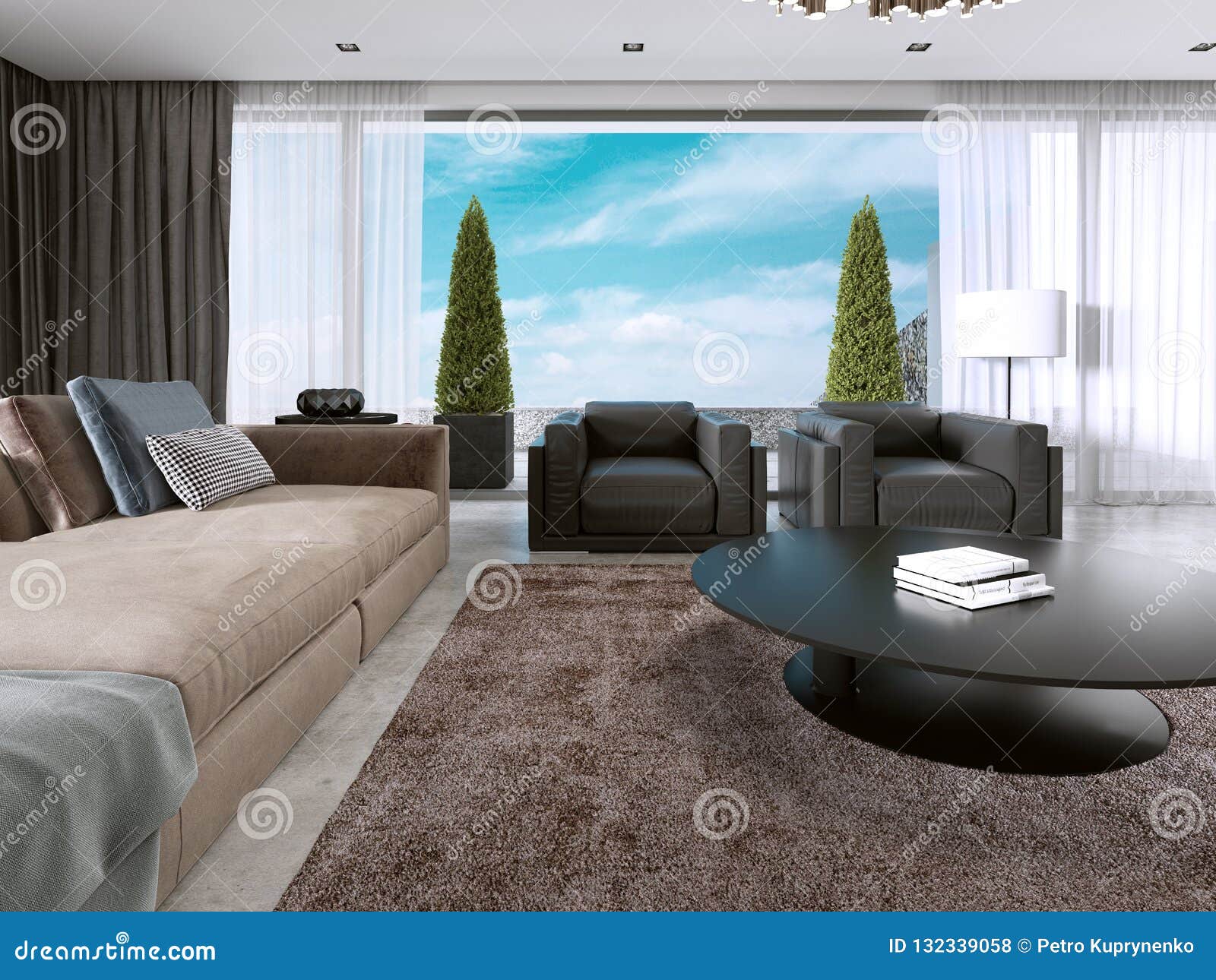 Large Modern Living Room Open Space in a Modern Style Editorial Stock ...