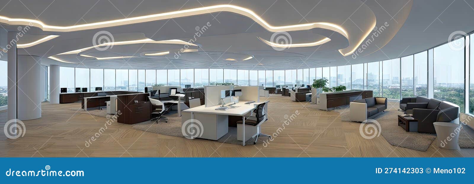 A large modern office stock illustration. Illustration of ceiling ...