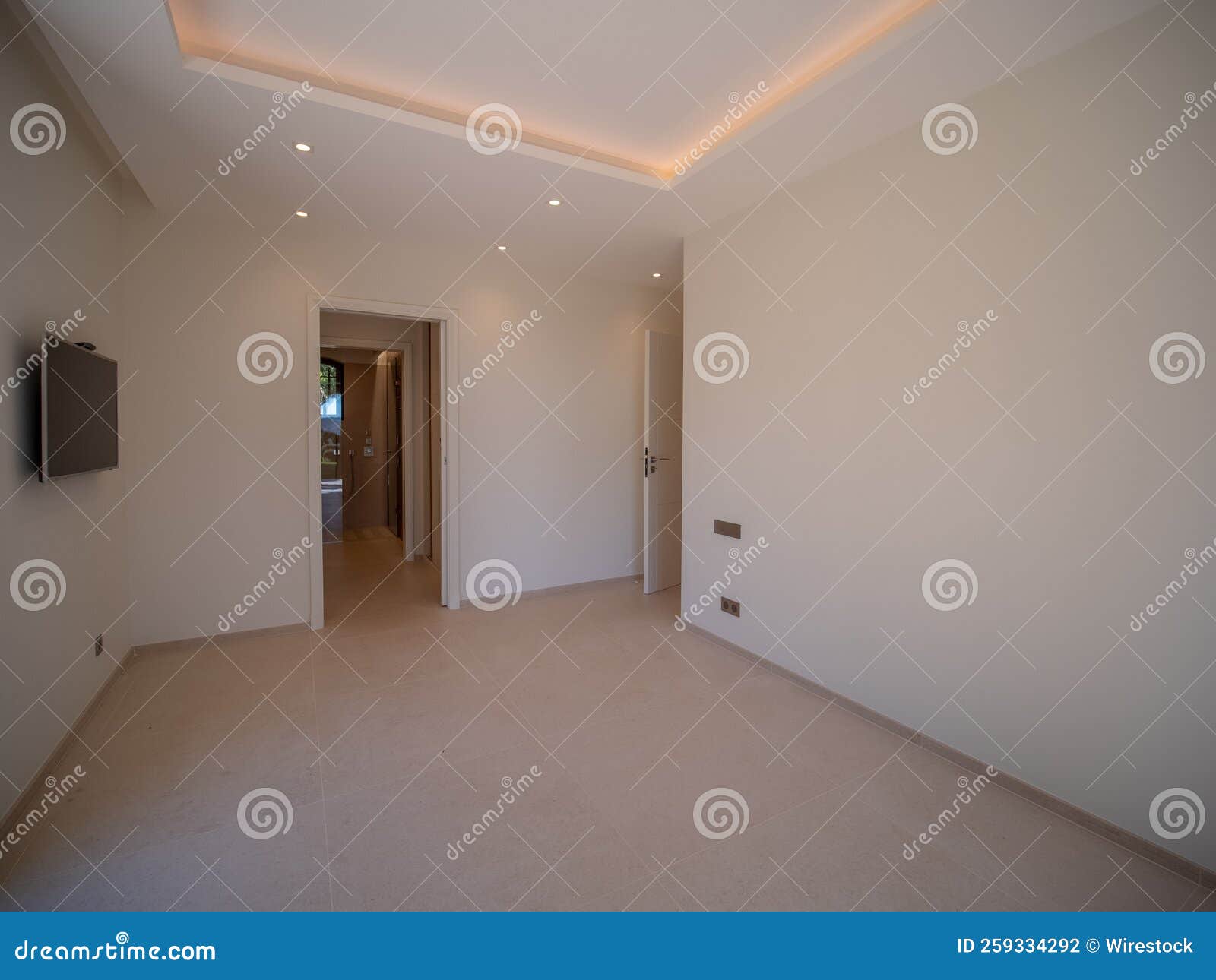 Large Modern Room with a Corridor and a Shower in the Back Editorial ...