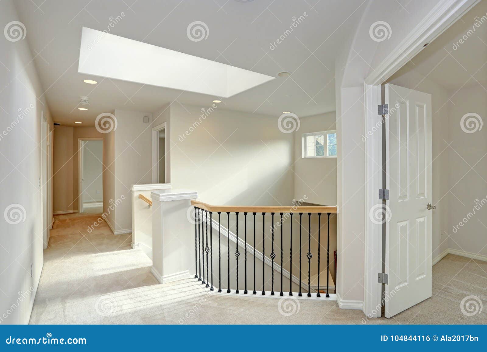 Second Floor Landing with Skylight and Staircase Stock Photo - Image of ...