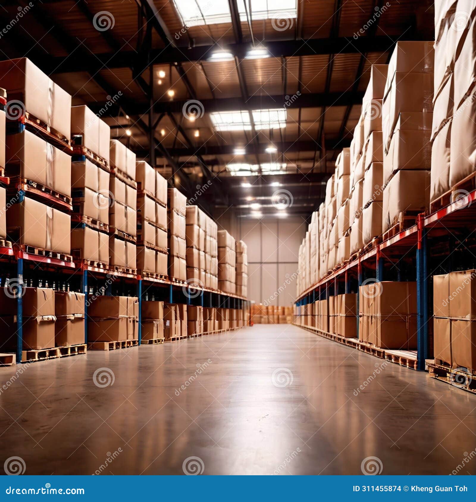 Large Modern Warehouse with Boxes and Sacks for Storage in Industrial ...