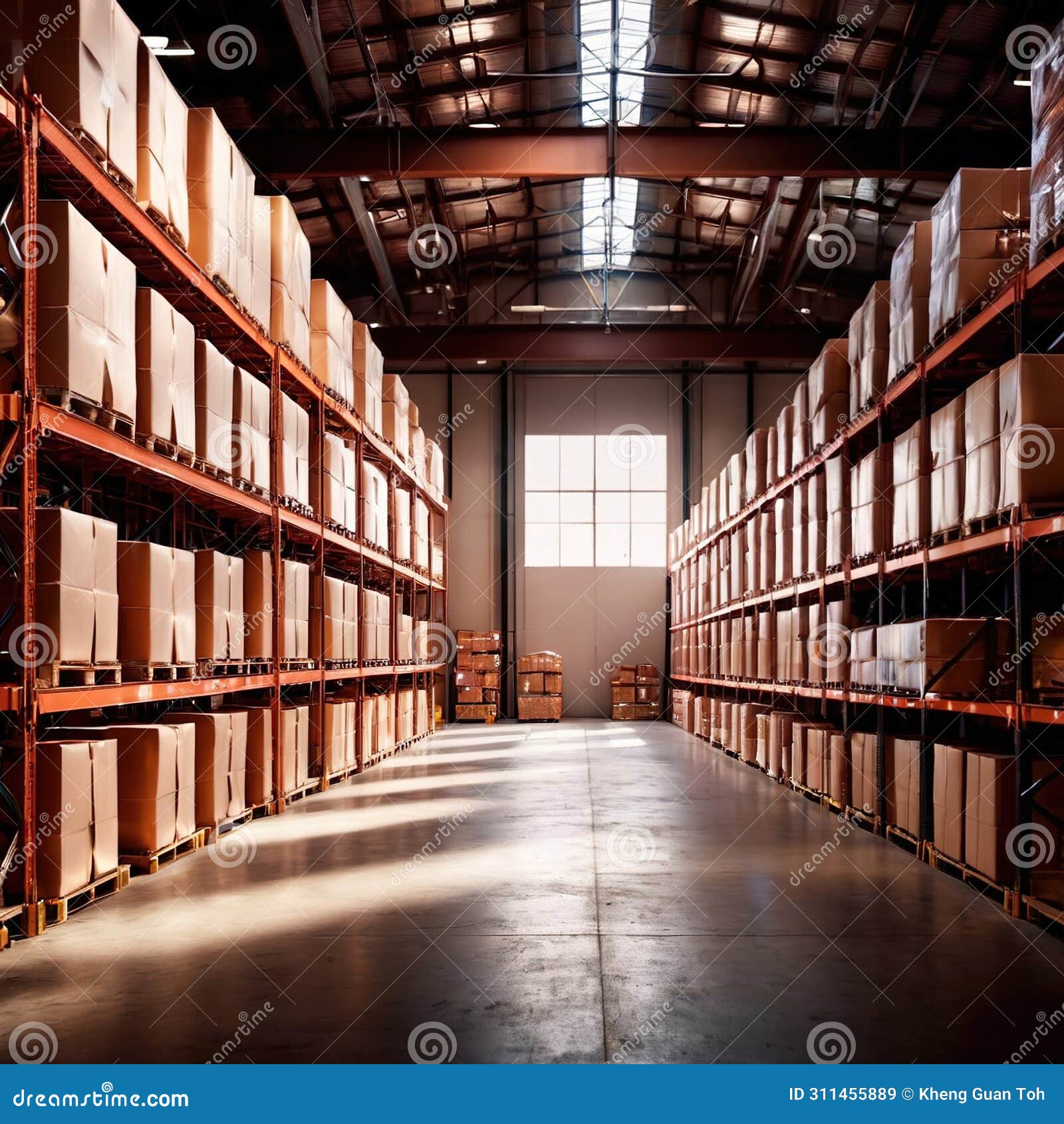 Large Modern Warehouse with Boxes and Sacks for Storage in Industrial ...