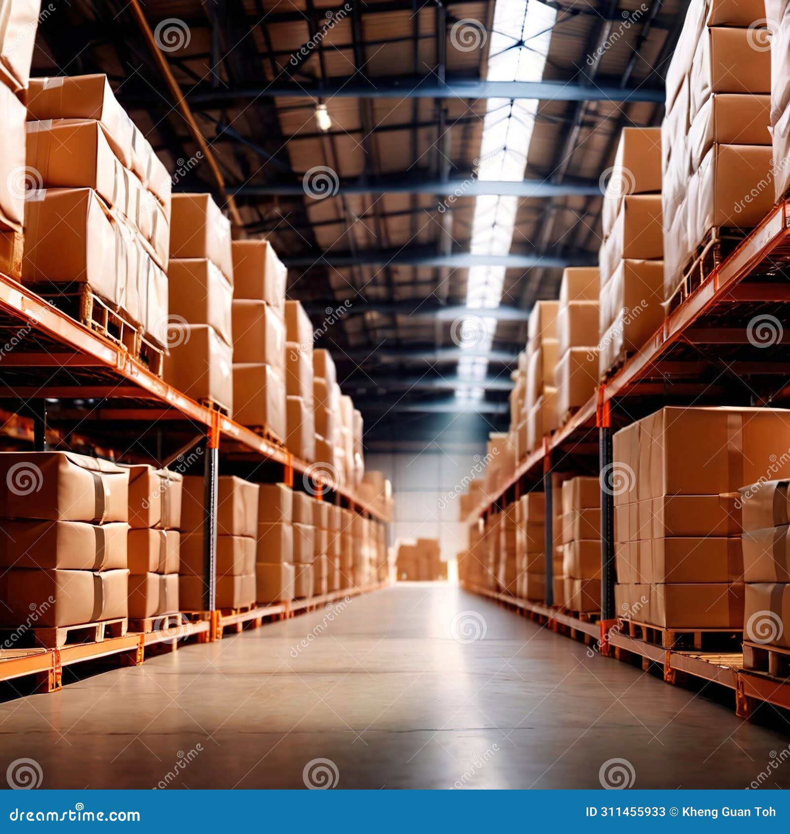 Large Modern Warehouse with Boxes and Sacks for Storage in Industrial ...