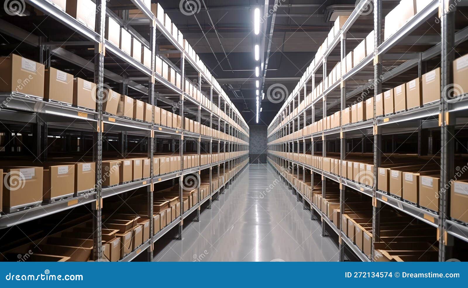 A Large Modern Warehouse Packed with Rows of Cardboard Boxes ...