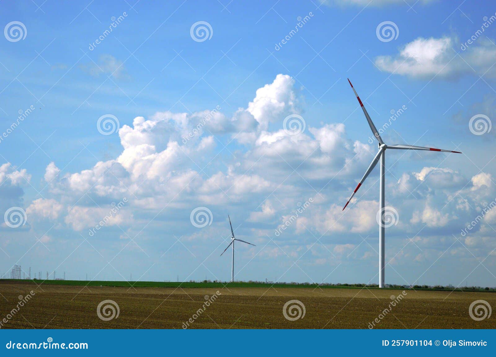 Modern Windmills in the Plain Stock Photo - Image of large, windmills ...