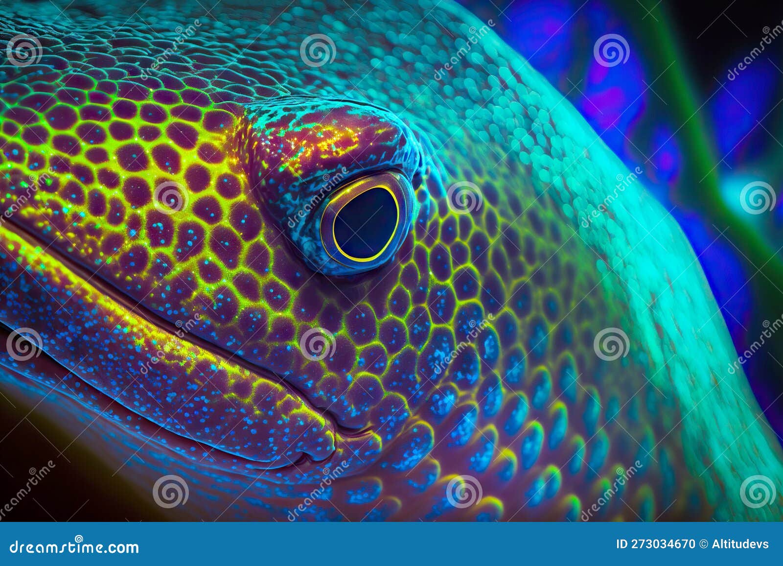 Large Moray Eel with Spotted Skin Floats on Ocean Floor Stock ...
