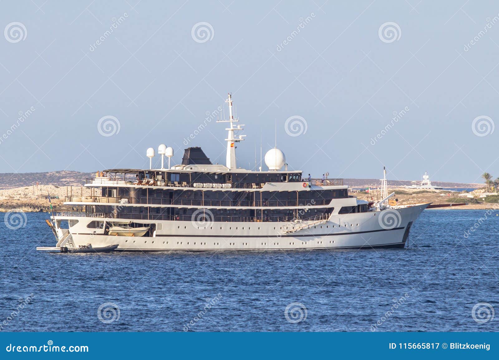 Large motor yacht stock image. Image of moving, travel - 115665817
