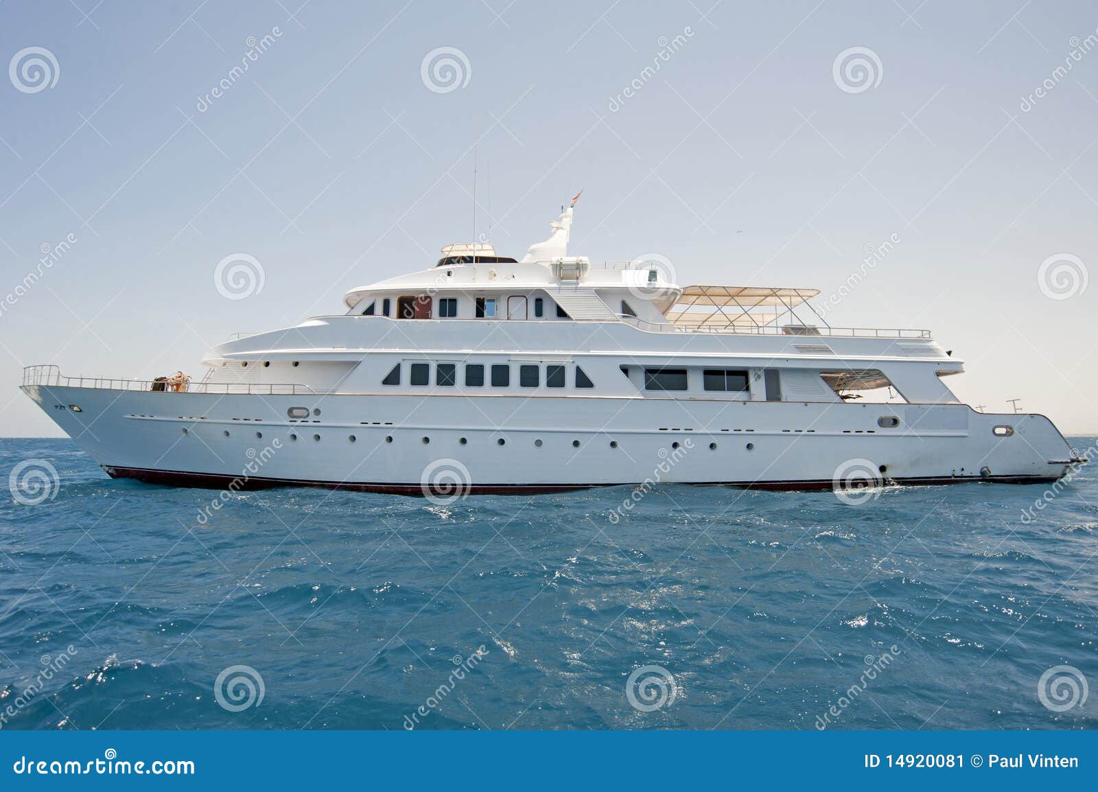 Large motor yacht at sea stock image. Image of luxury - 14920081