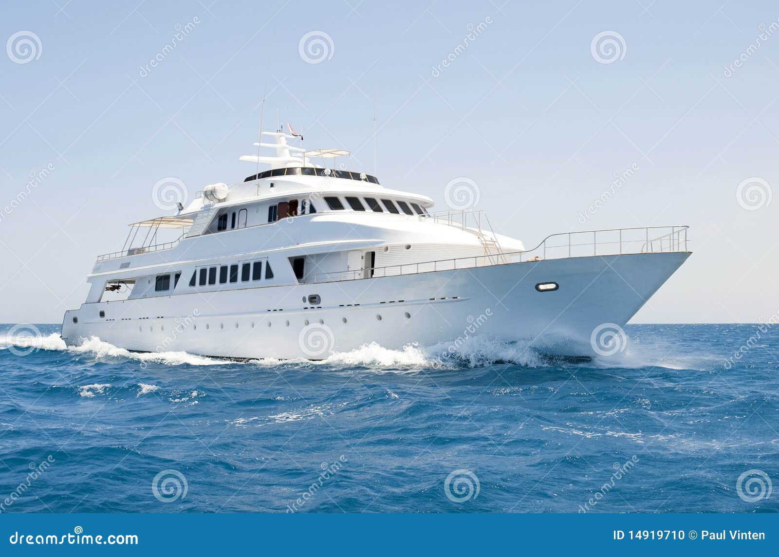 Large Motor Yacht Under Way at Sea Stock Photo - Image of blue, tourism ...