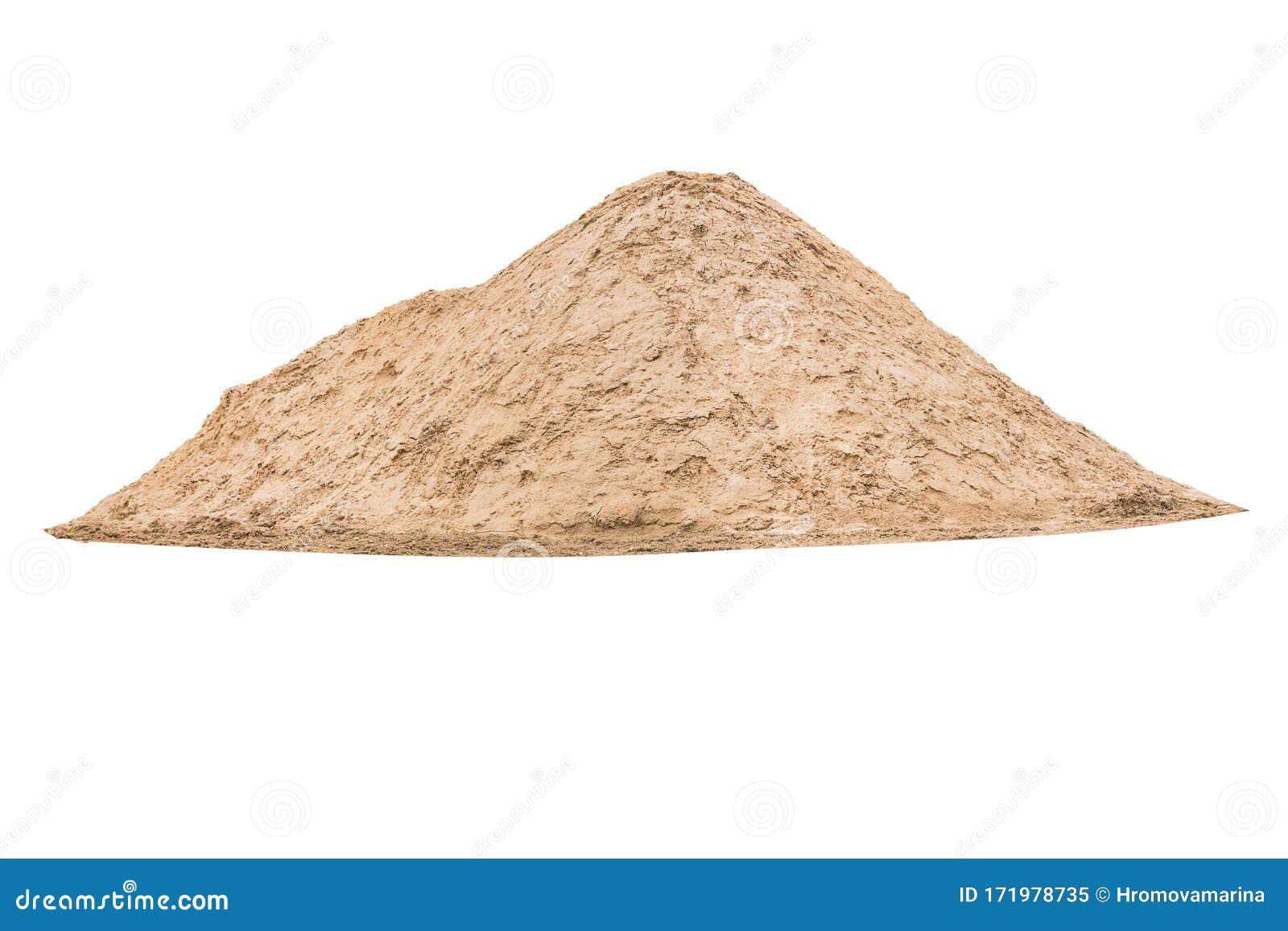 A Large Mound of Sand for Construction Isolated on a White Background ...