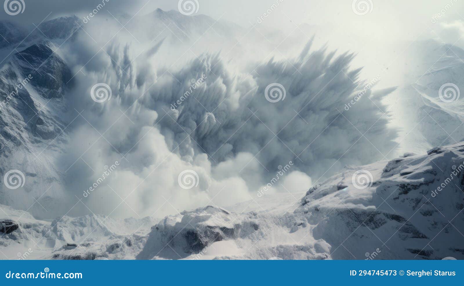 A Large Mountain with Snow and Ice Falling from it, AI Stock Image ...