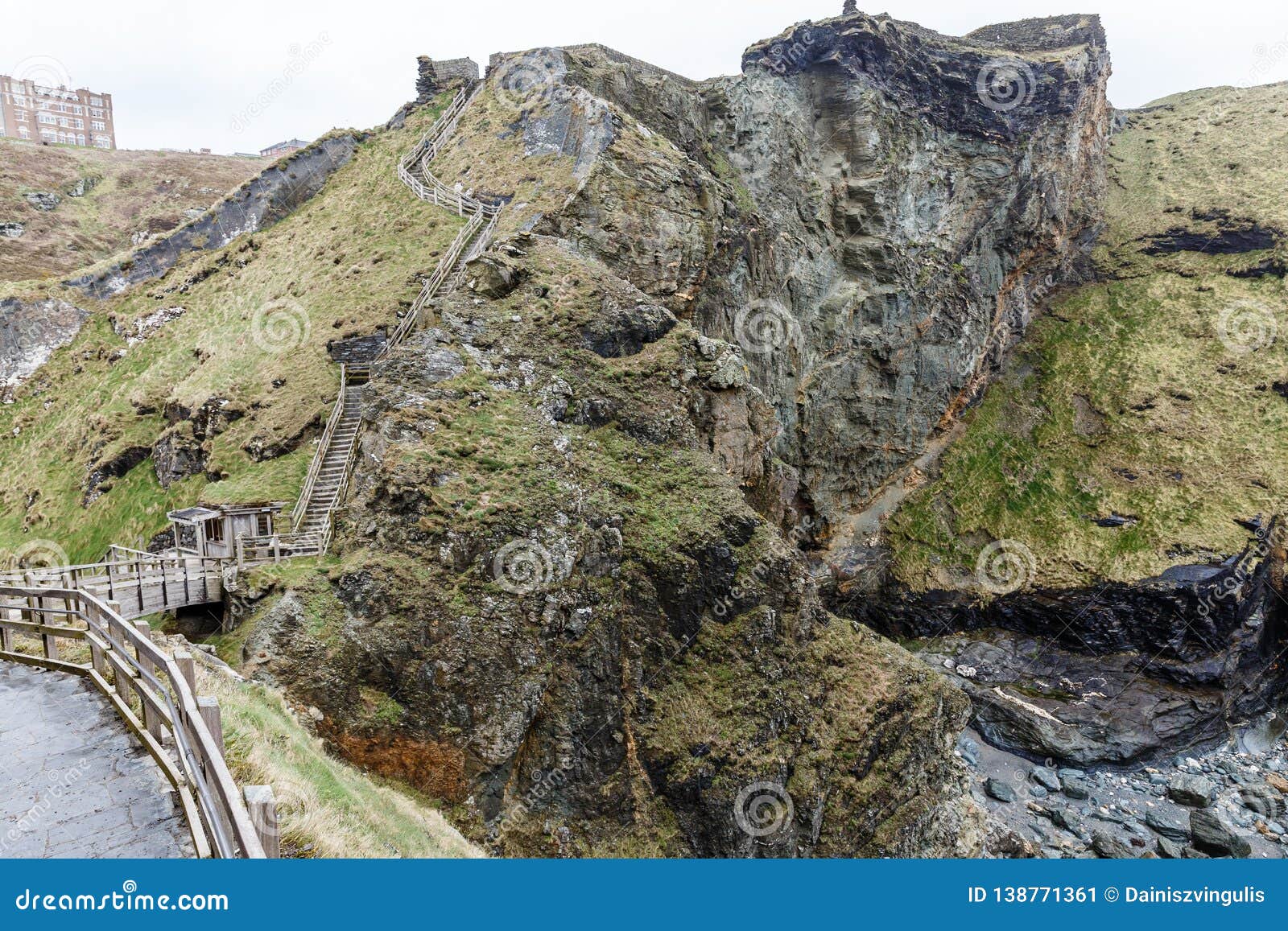 A Large Mountain with Steep Cliffs Stock Image - Image of tourist ...