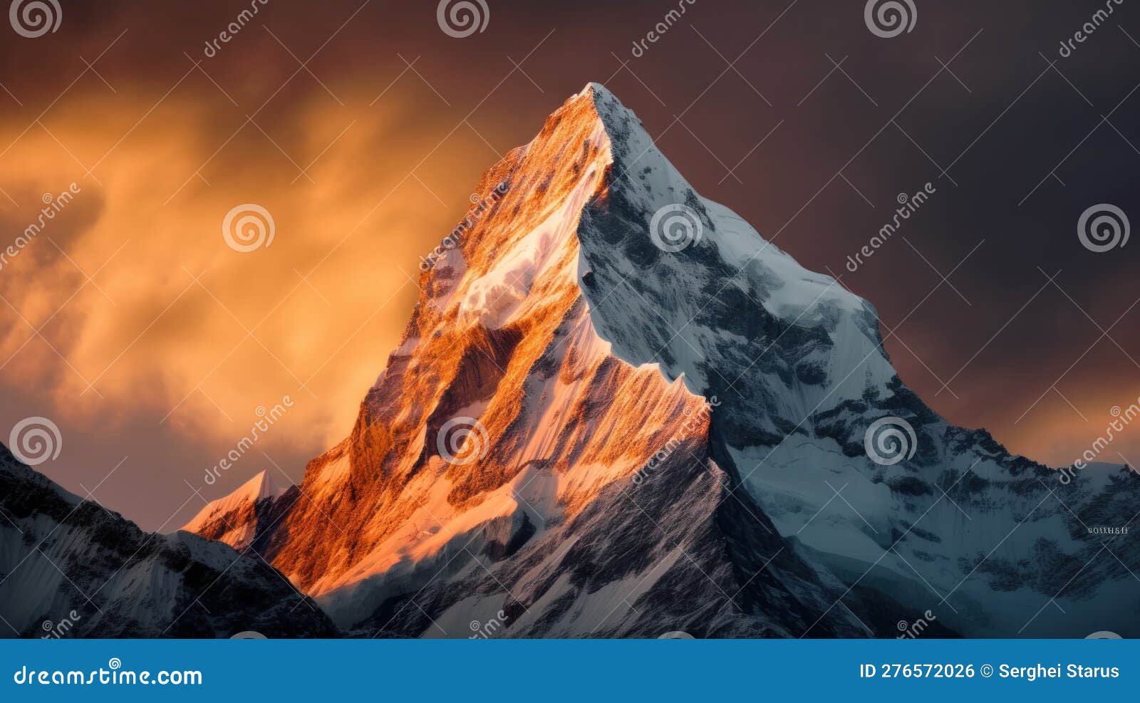 A Large Mountain with a Very Tall Peak. AI Generative Image. Stock ...