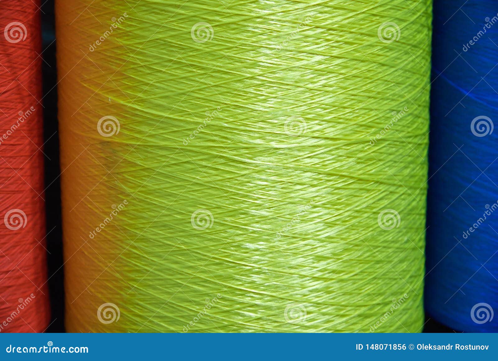 Large Multi Colored Coils with Synthetic Packaging Twine. Background ...
