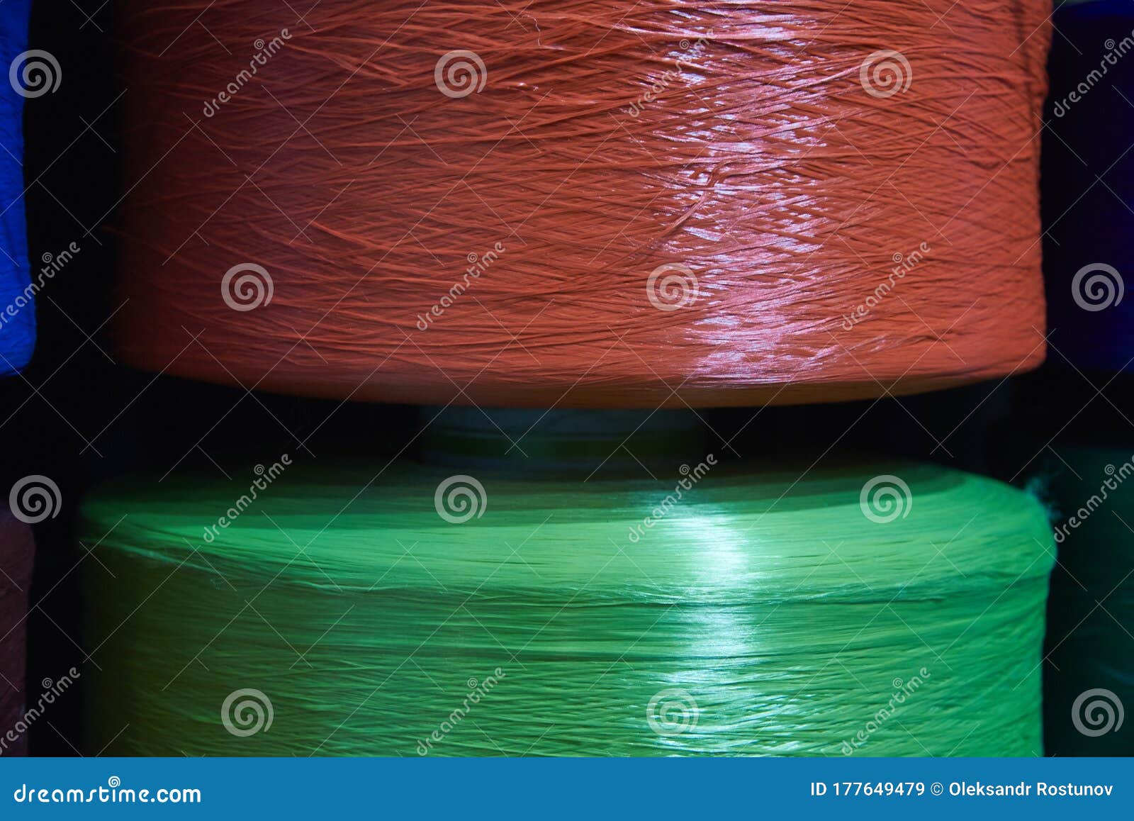 Large Multi Colored Coils with Synthetic Packaging Twine. Background ...