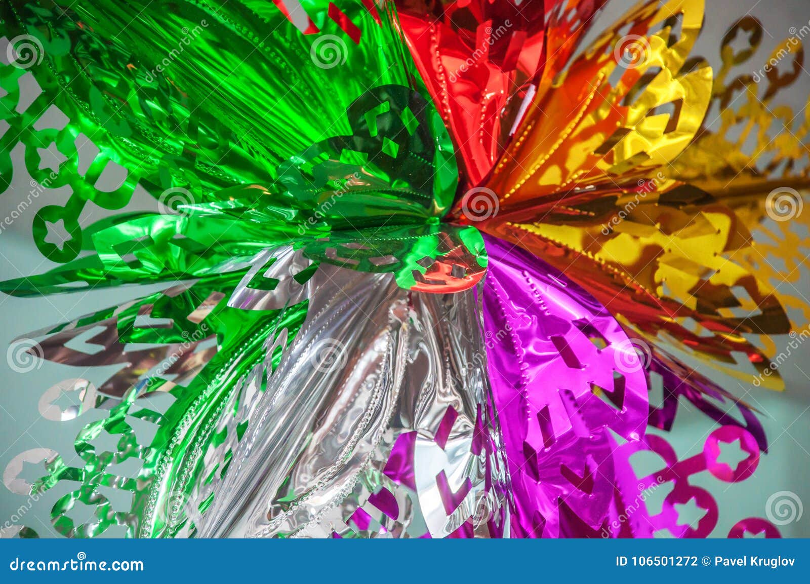 Large Multi-colored Snowflake Made from Bright Foil Stock Photo - Image ...