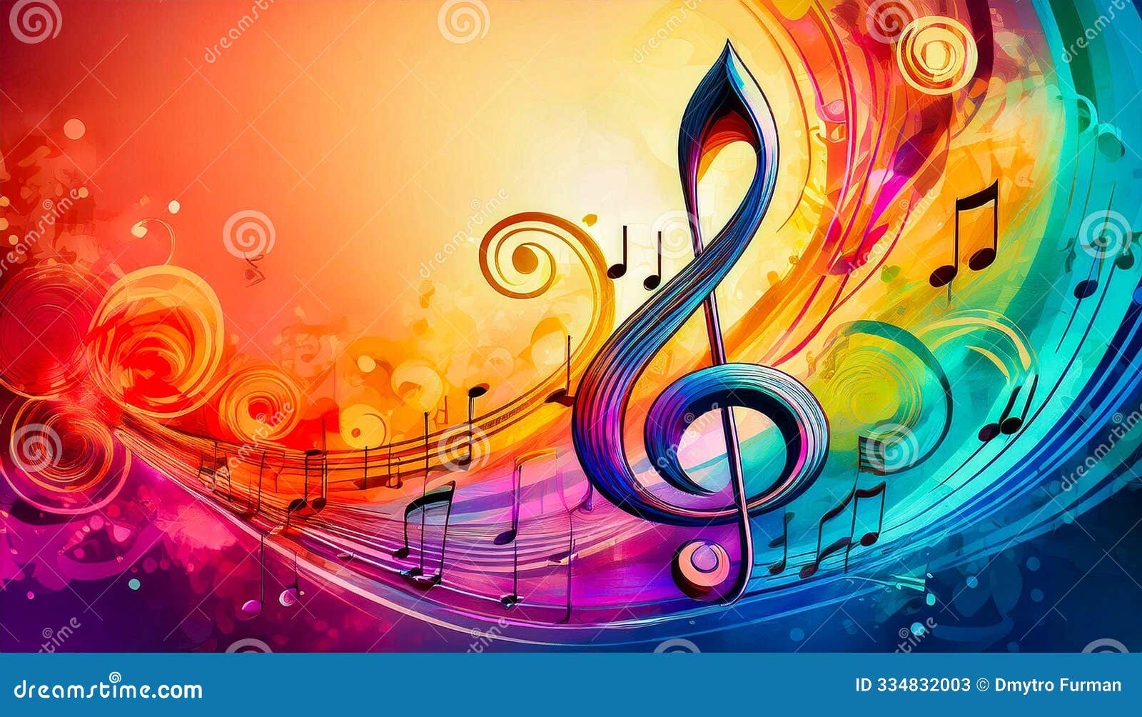 Large Musical Note a Treble Clef on Abstract Background, for ...