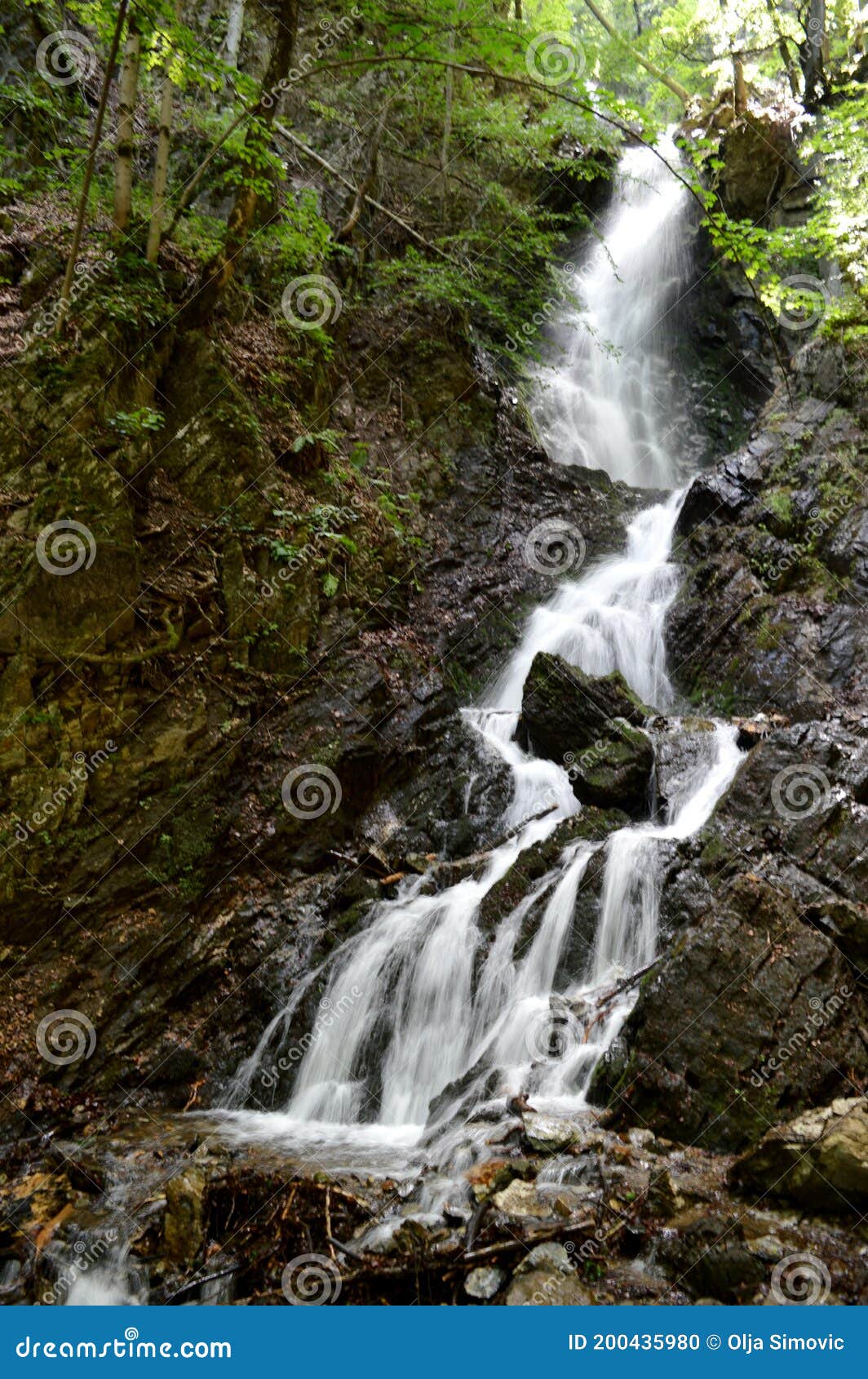 Large Natural Mountain Waterfall Stock Photo - Image of trees, details ...