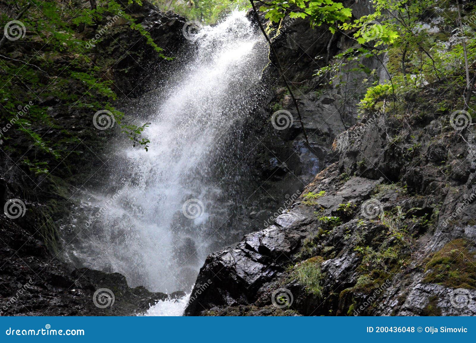Large Natural Mountain Waterfall Stock Photo - Image of green, plant ...