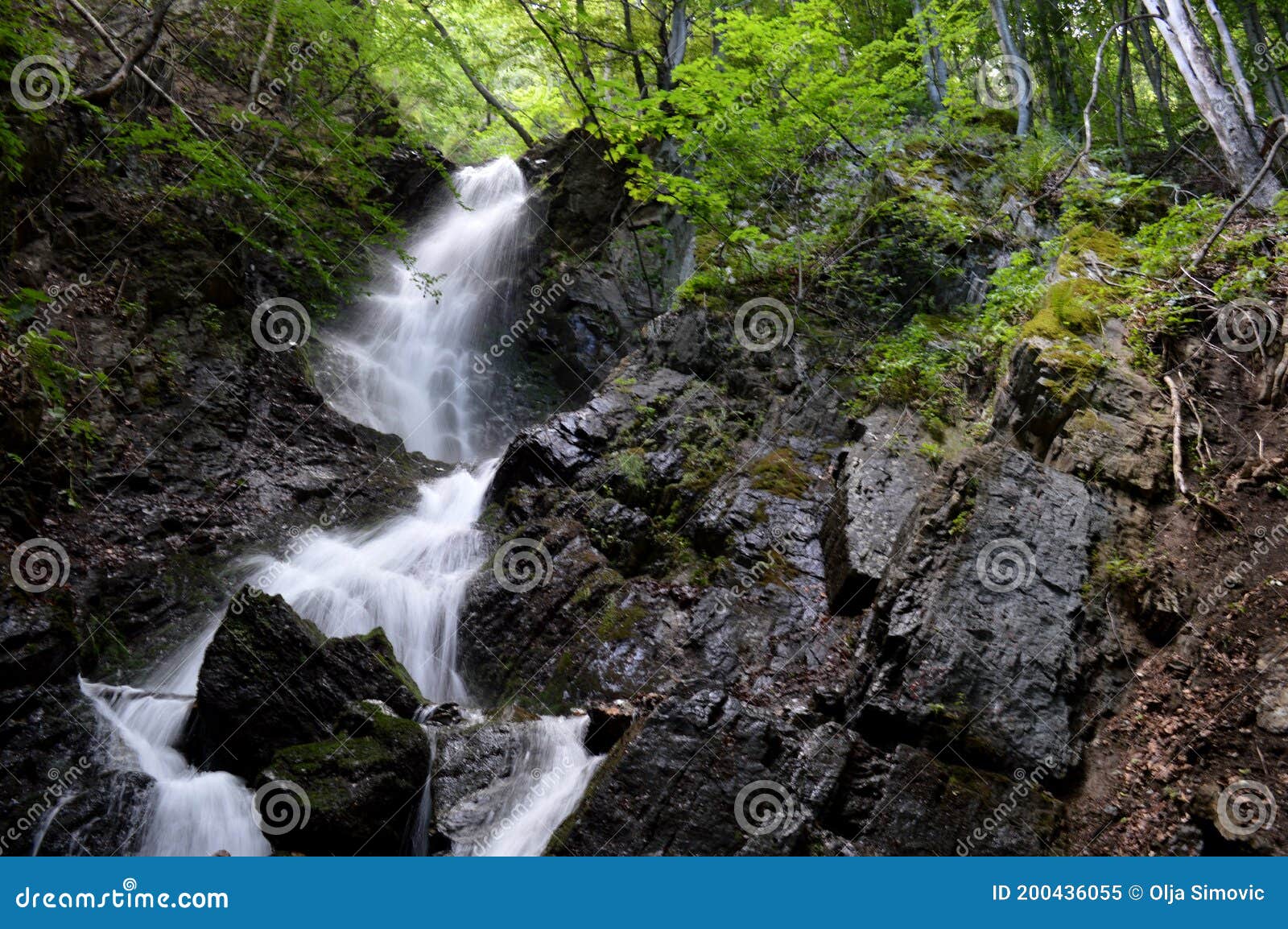 Large Natural Mountain Waterfall Stock Image - Image of water, natural ...