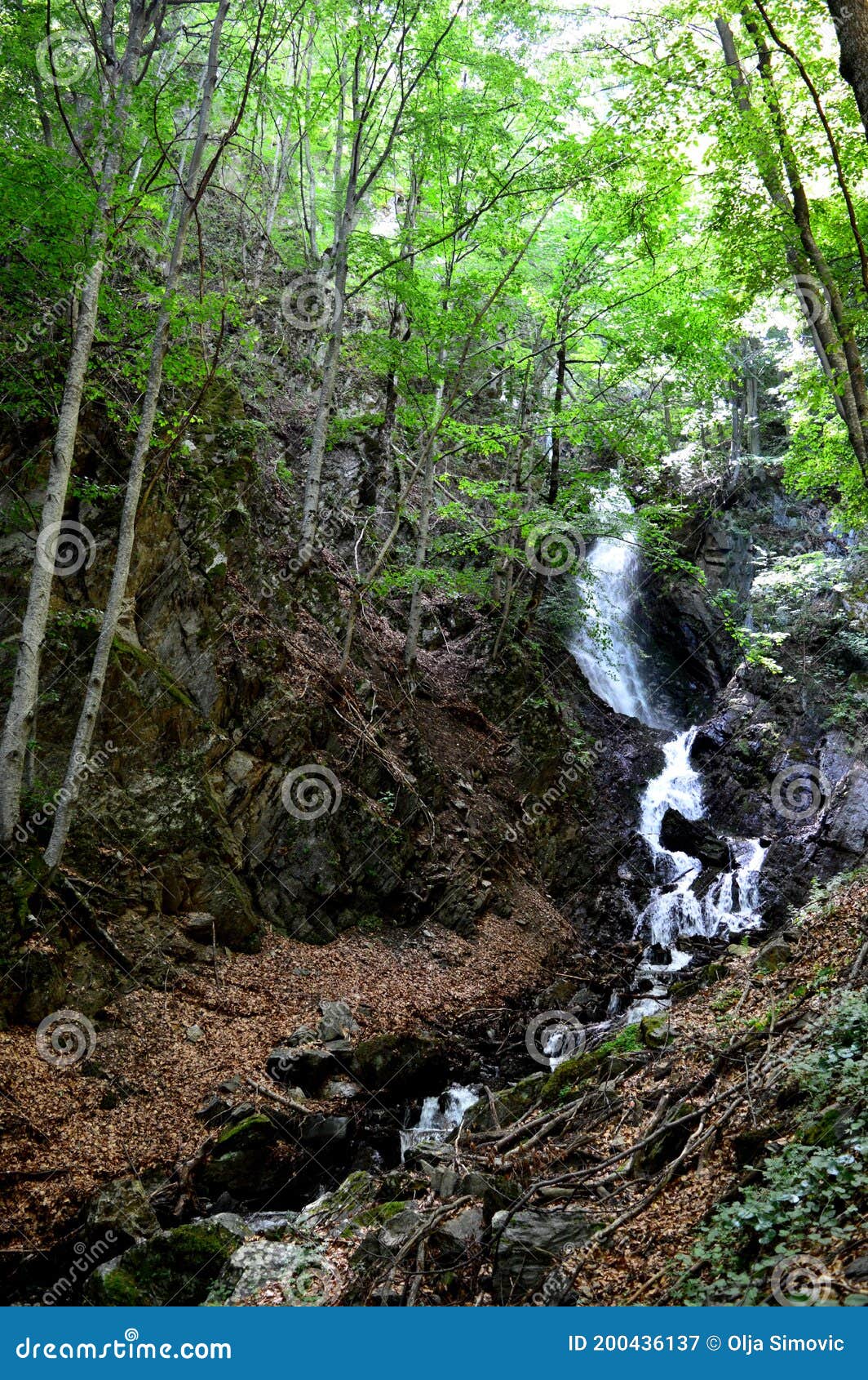 Large Natural Mountain Waterfall Stock Image - Image of summer, hill ...