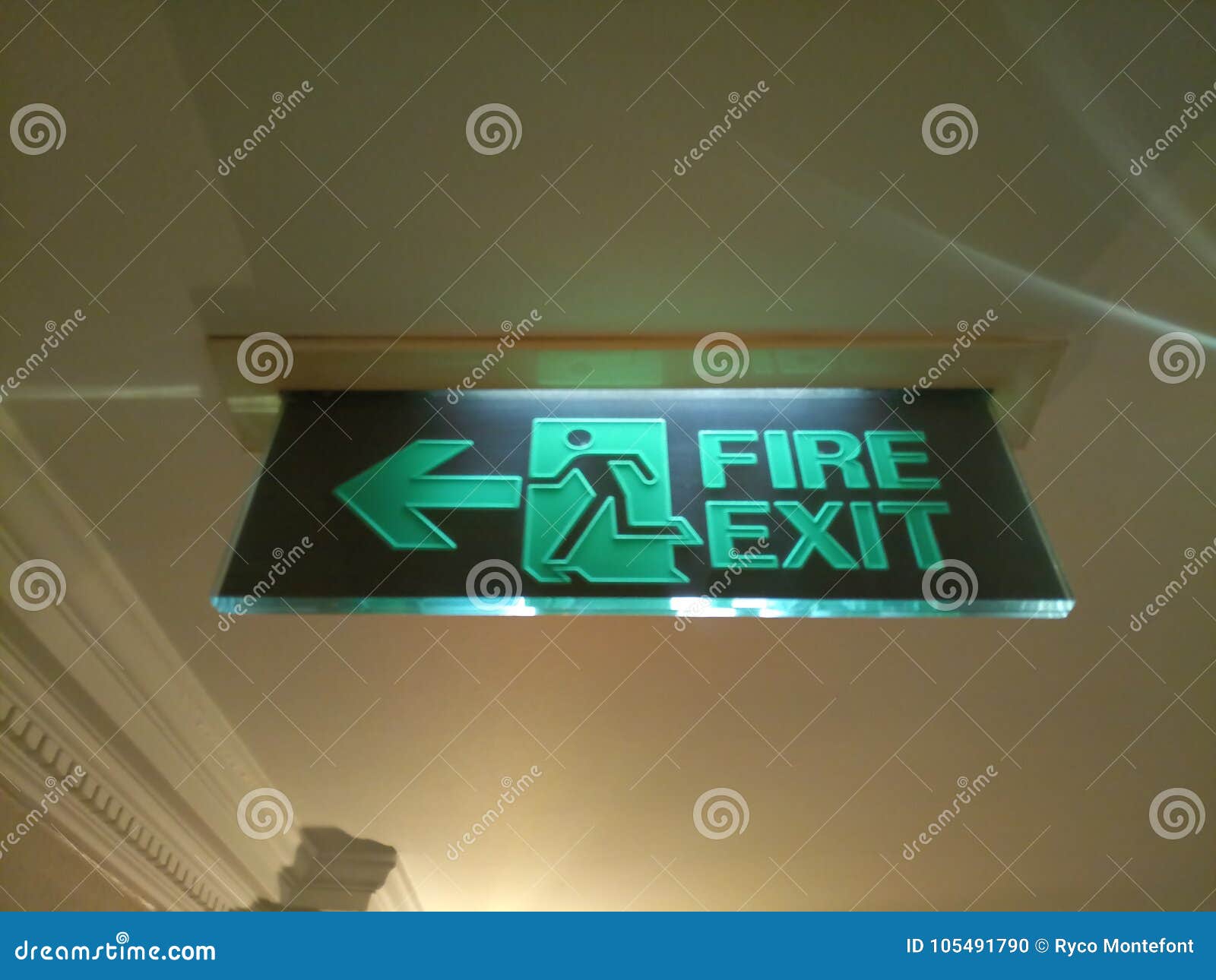 Large Neon Green Fire Exit Sign Stock Photo - Image of exit, fire ...