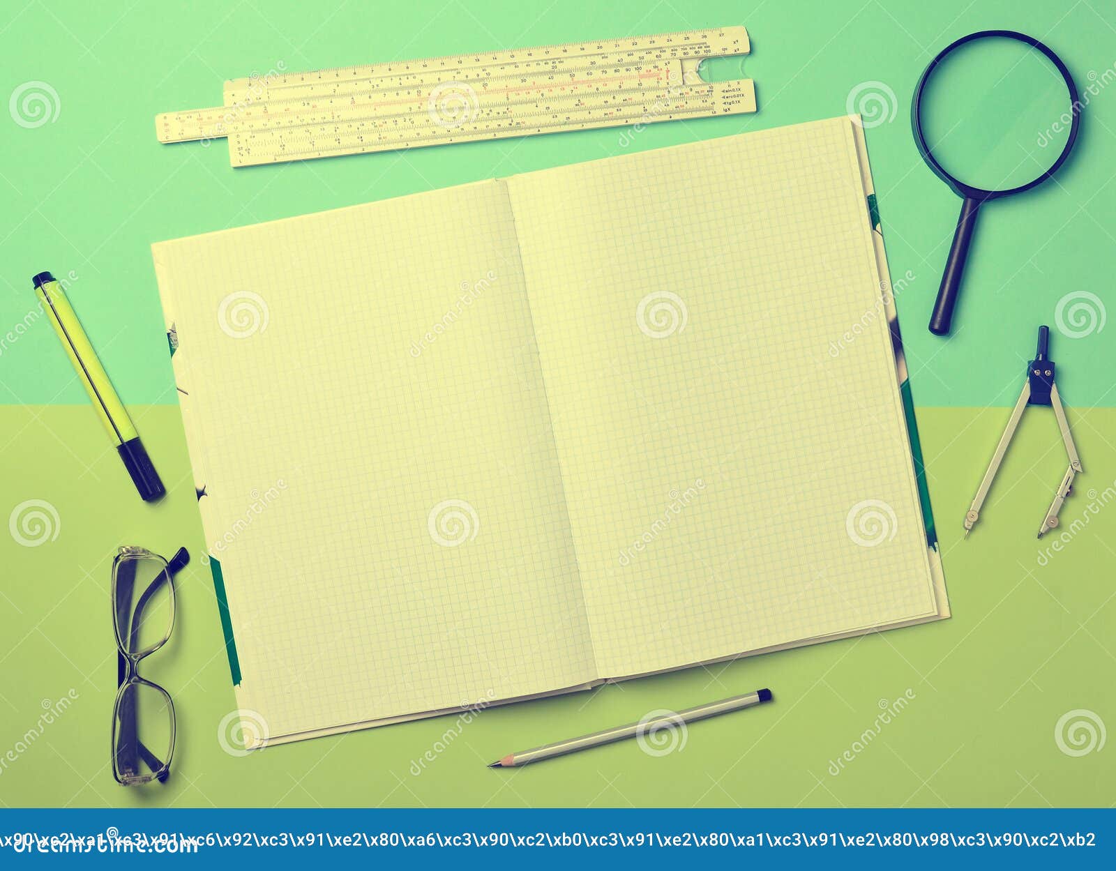 A Large Notebook for Notes and Drafting with Stationery Objects. Stock ...