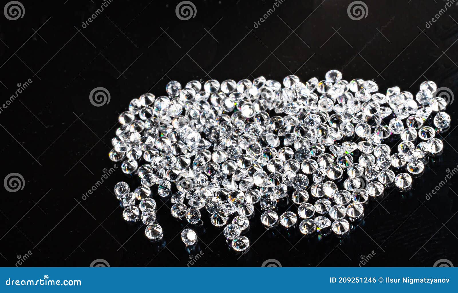 A Large Number of Beautiful Expensive Diamonds on a Black Background ...