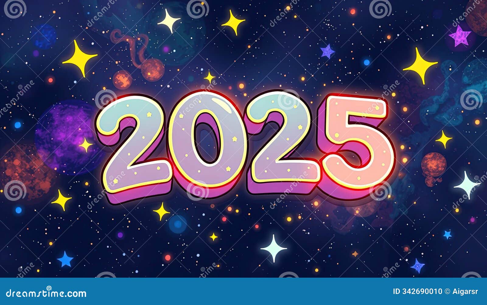 Large Number 2025 on Blue Background Stock Illustration - Illustration ...