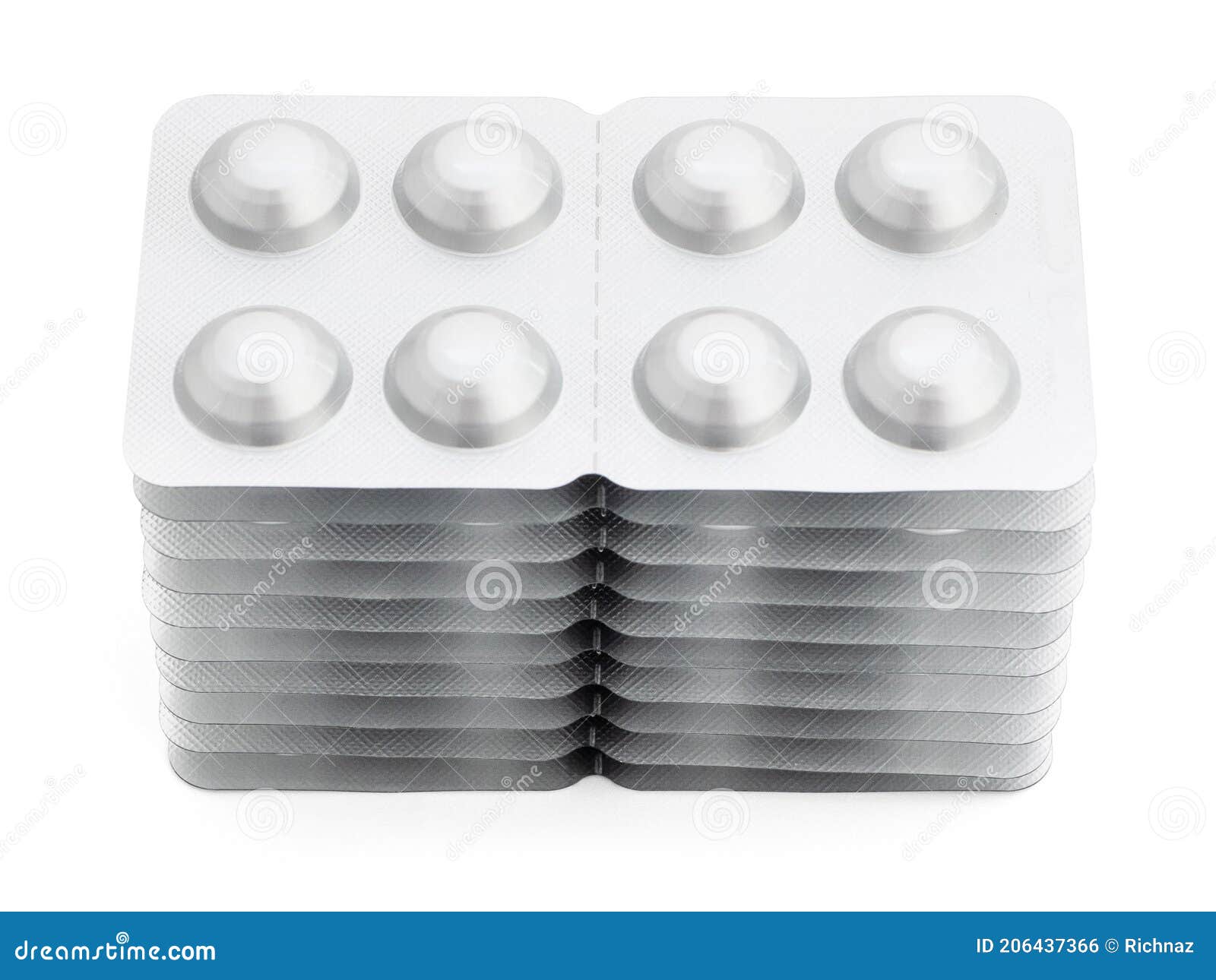 A Large Number of Capsules in a Silver Package on a White Background ...