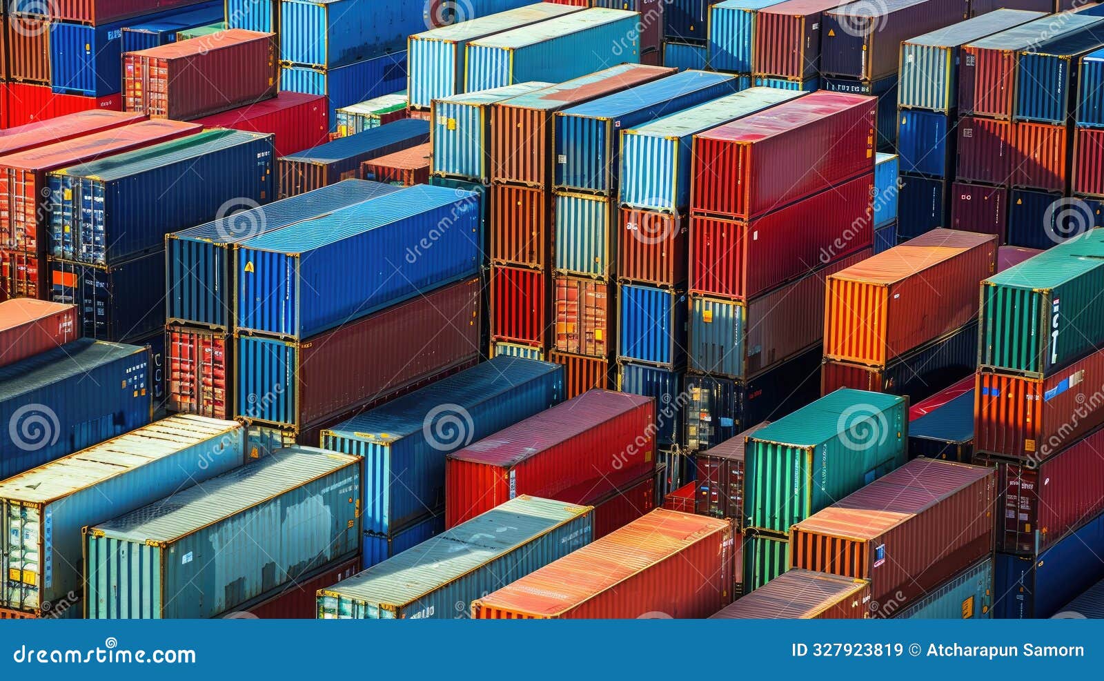 A Large Number of Containers are Stacked in a Warehouse Stock Image ...