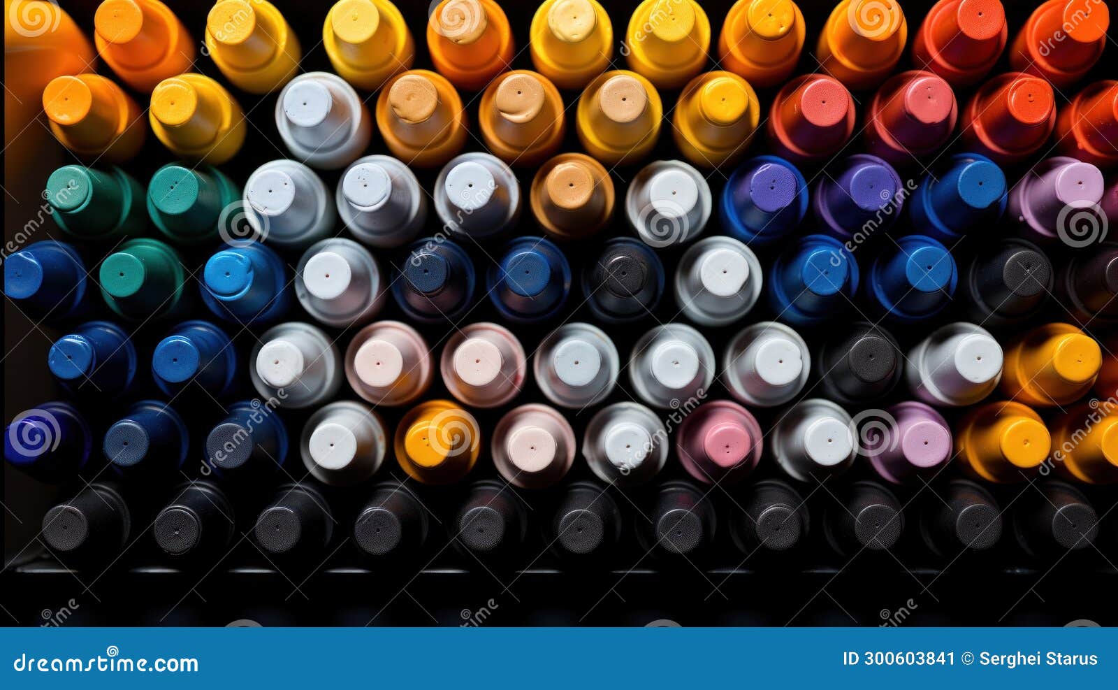 A Large Number of Different Colored Markers are Lined Up in a Row, AI ...