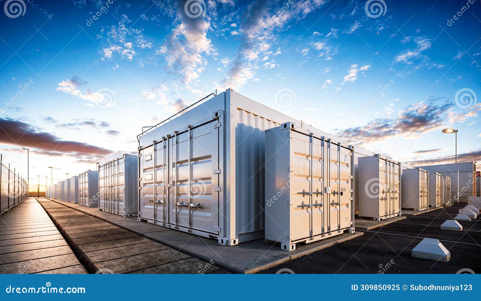 A Large Number of Electrical Storage Containers are Placed Outside in ...