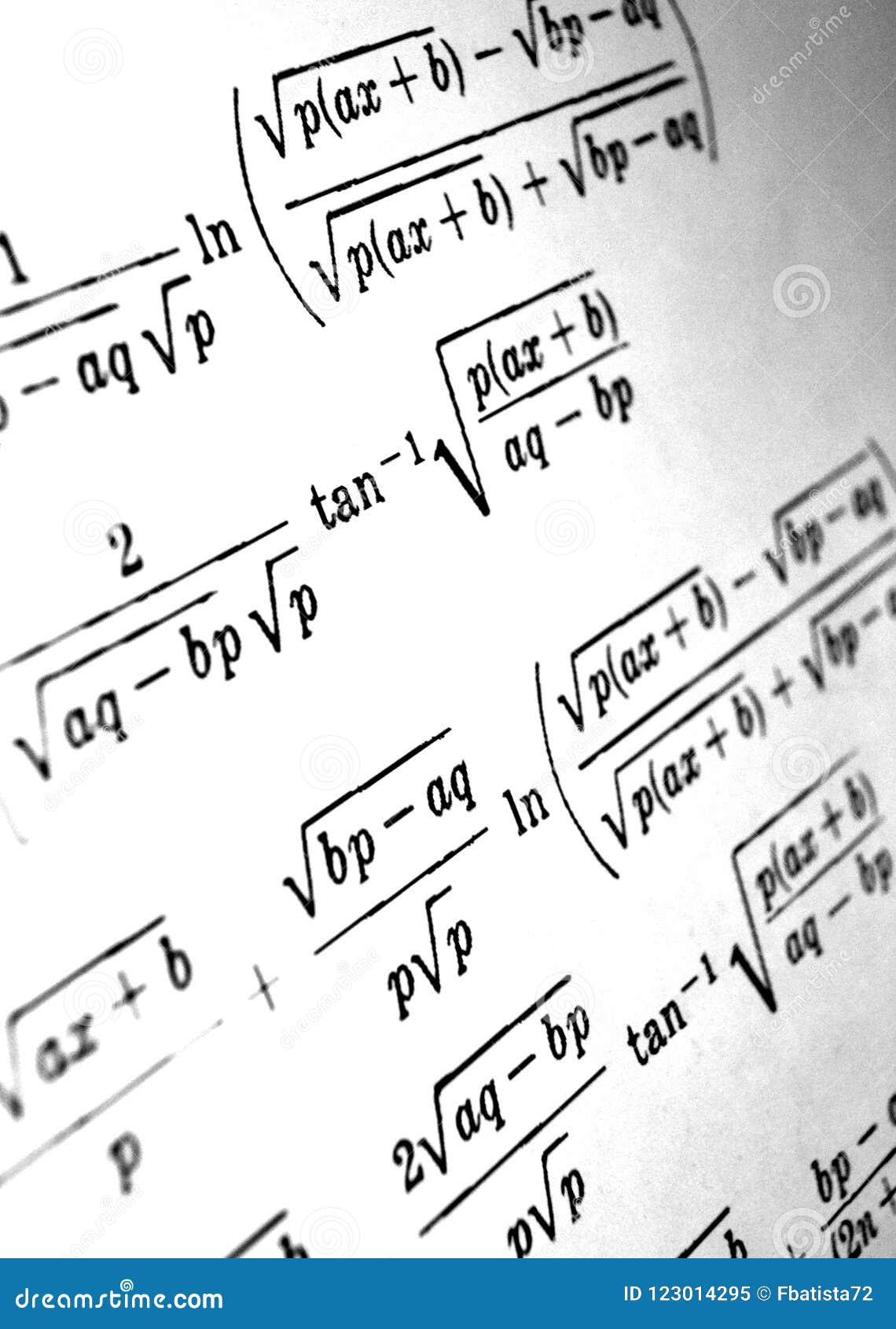 Large Number of Mathematical Formulas on White Background Stock Image ...