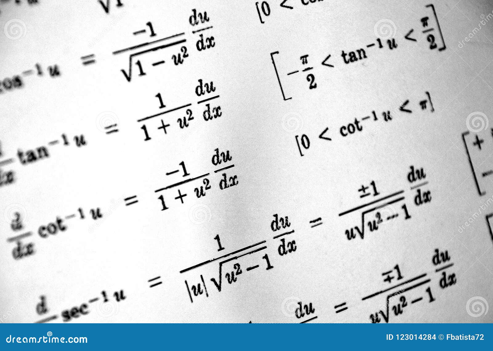 Large Number of Mathematical Formulas on White Background Stock Photo ...