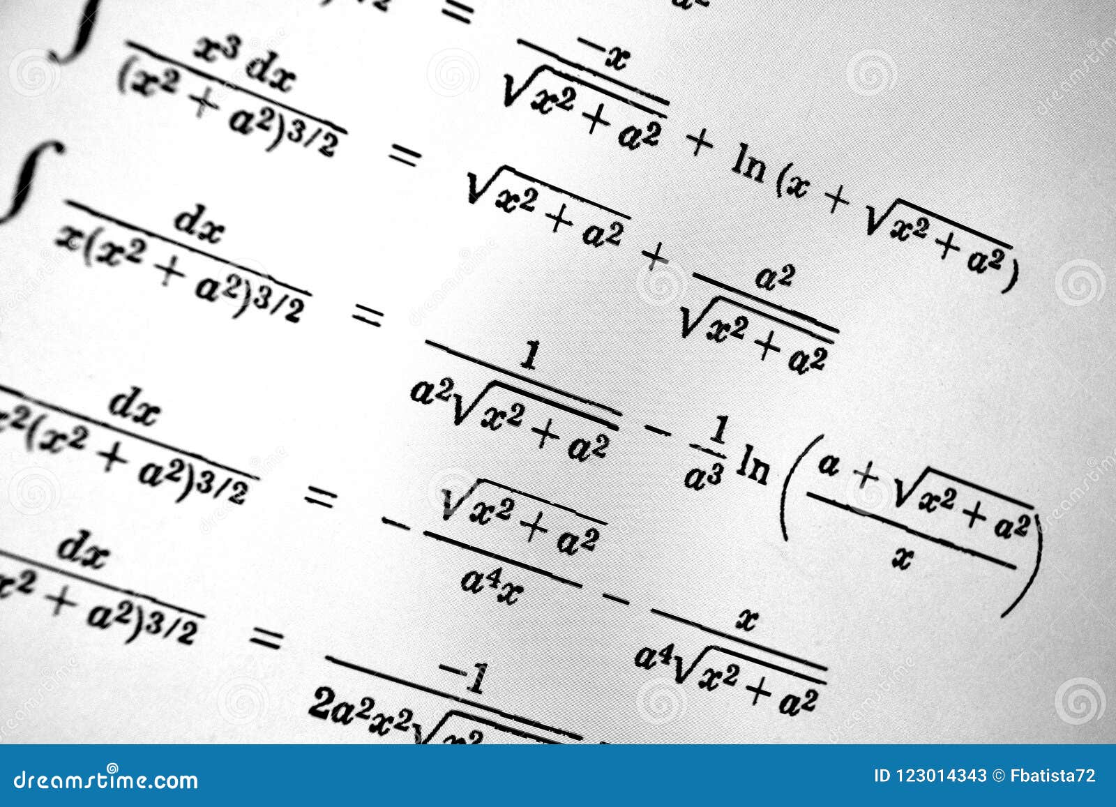Large Number of Mathematical Formulas on White Background Stock Image ...