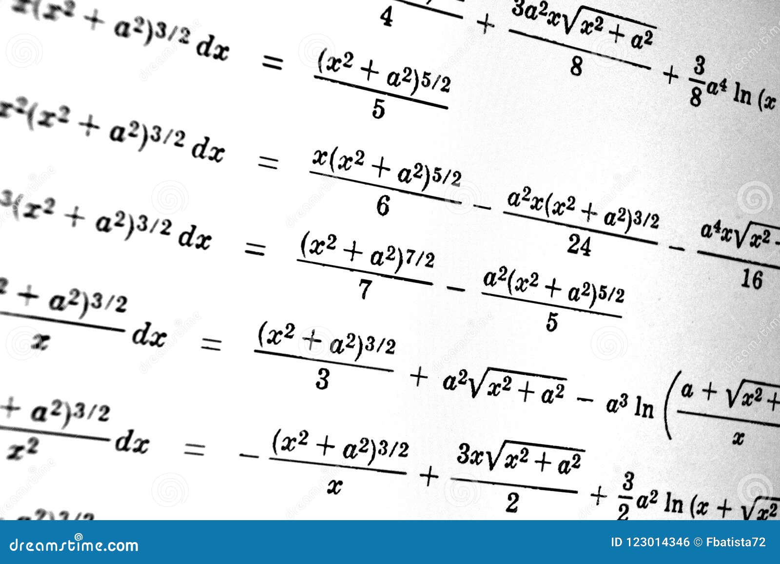 Large Number of Mathematical Formulas on White Background Stock Photo ...