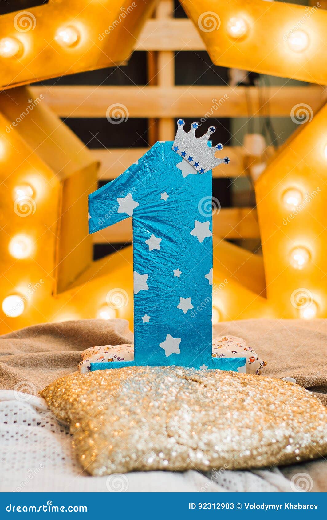 Large Number One in the Decoration of Child`s Birthday Stock Image ...