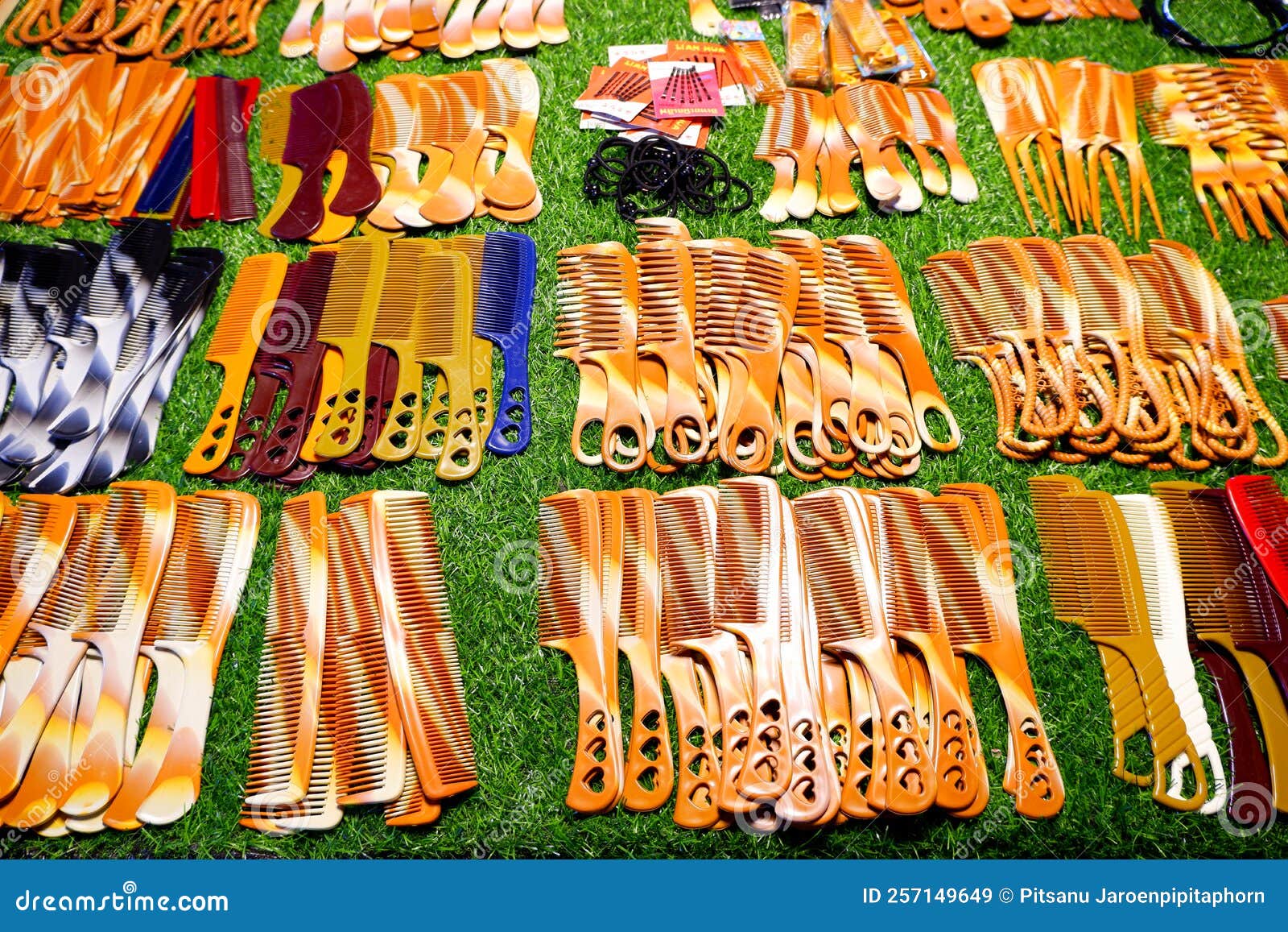 A Large Number of Styling Combs of Various Types are Sold on the Table ...