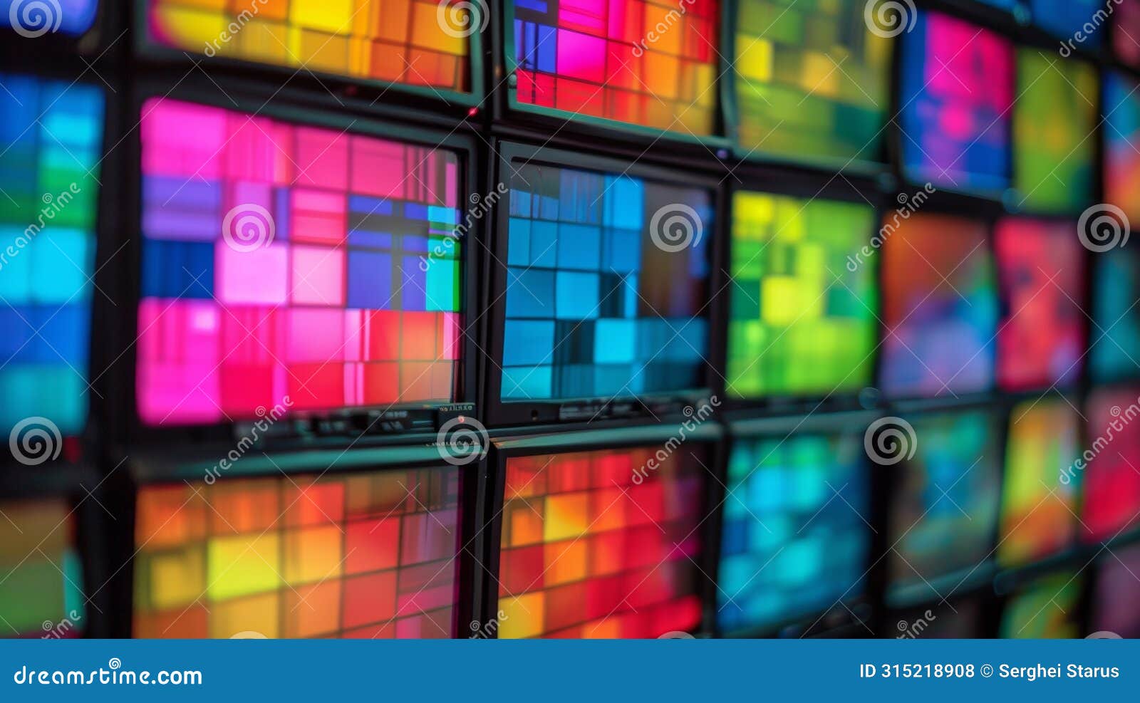 A Large Number Of Television Screens Are Shown In A Pattern, AI Royalty ...