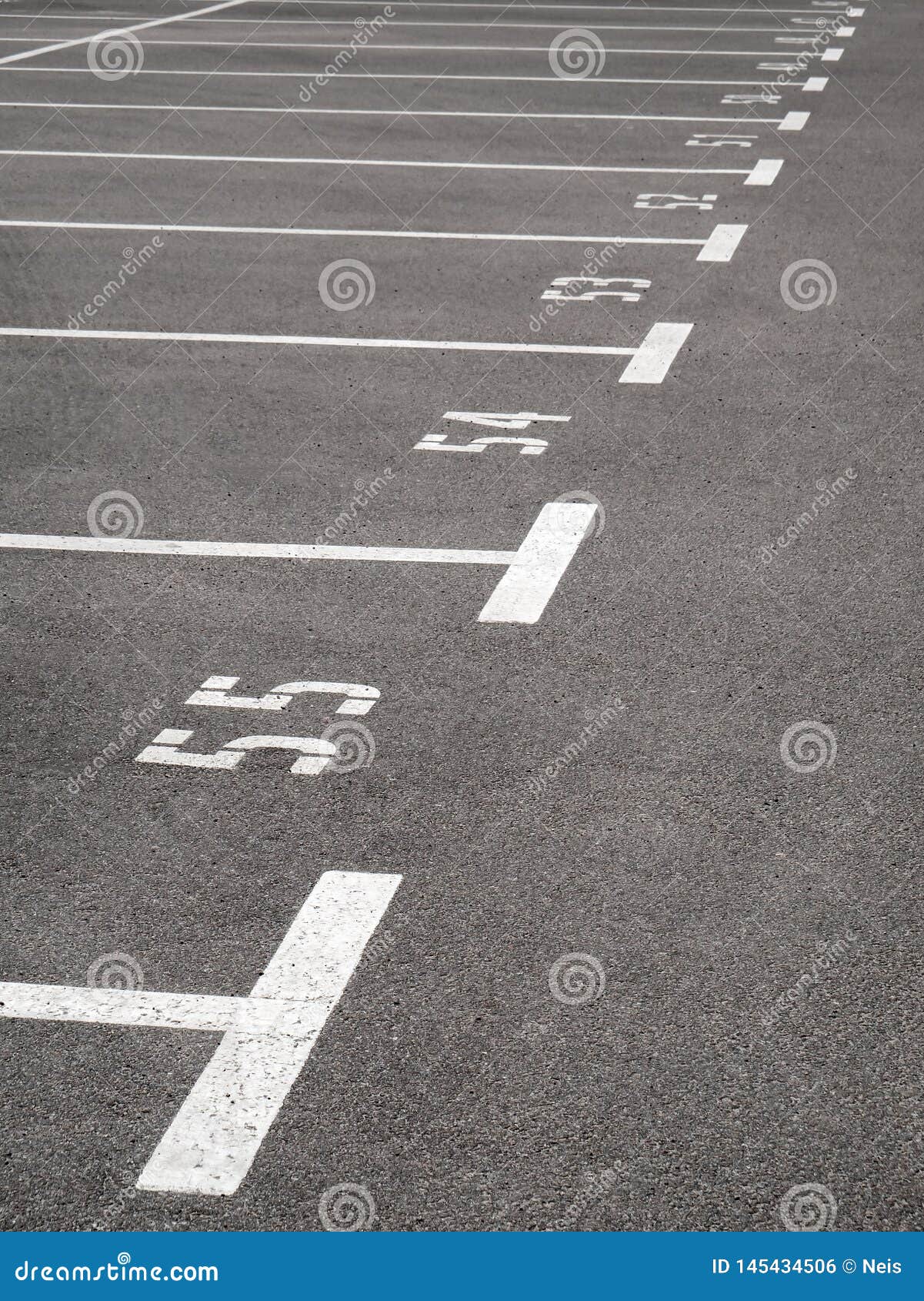 Large Numbered Parking Space on Top. Lines on Gray Asphalt Stock Photo ...