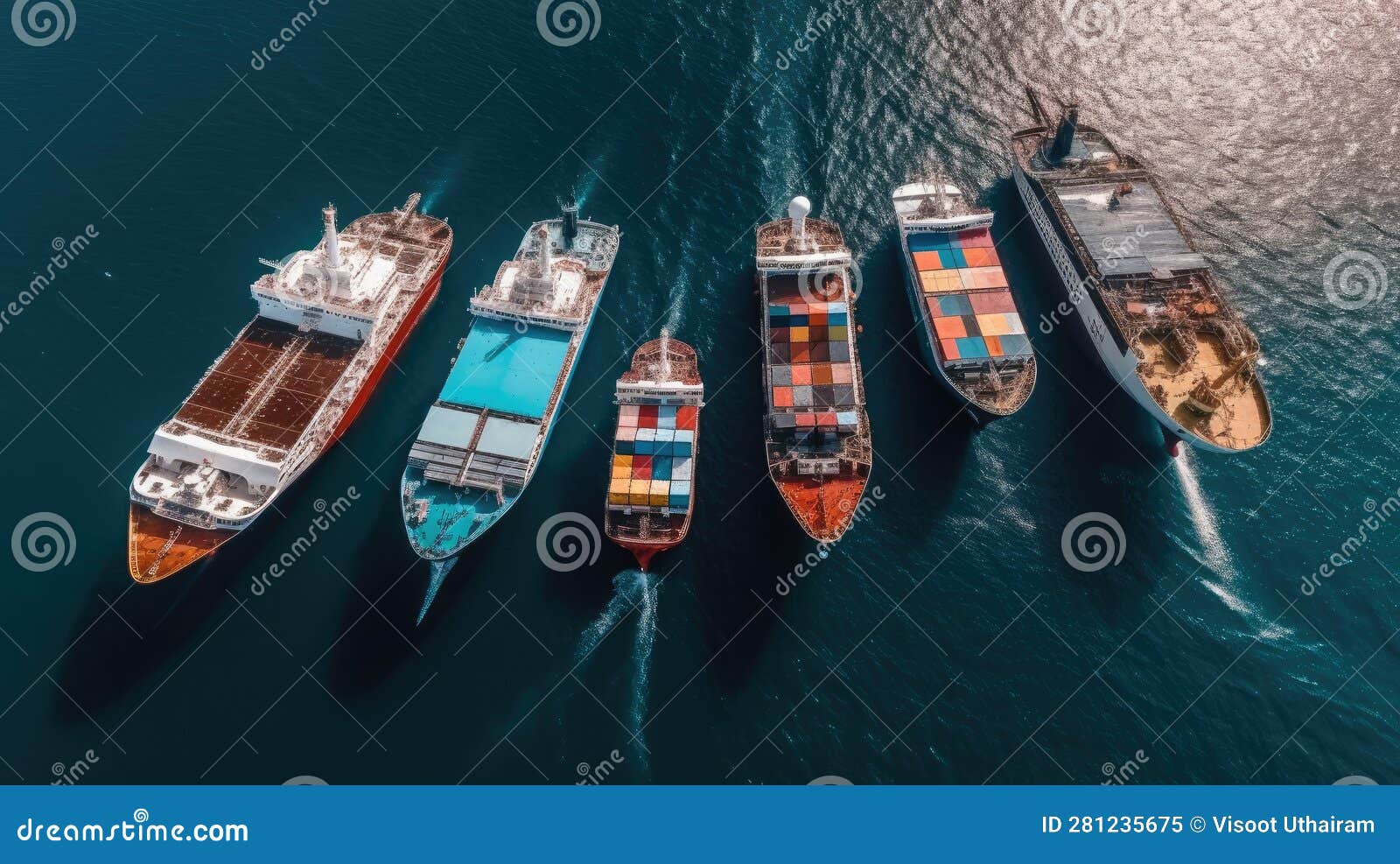 Large Ocean Liners Carrying Containers at Sea, Cargo Ship, Delivery and ...