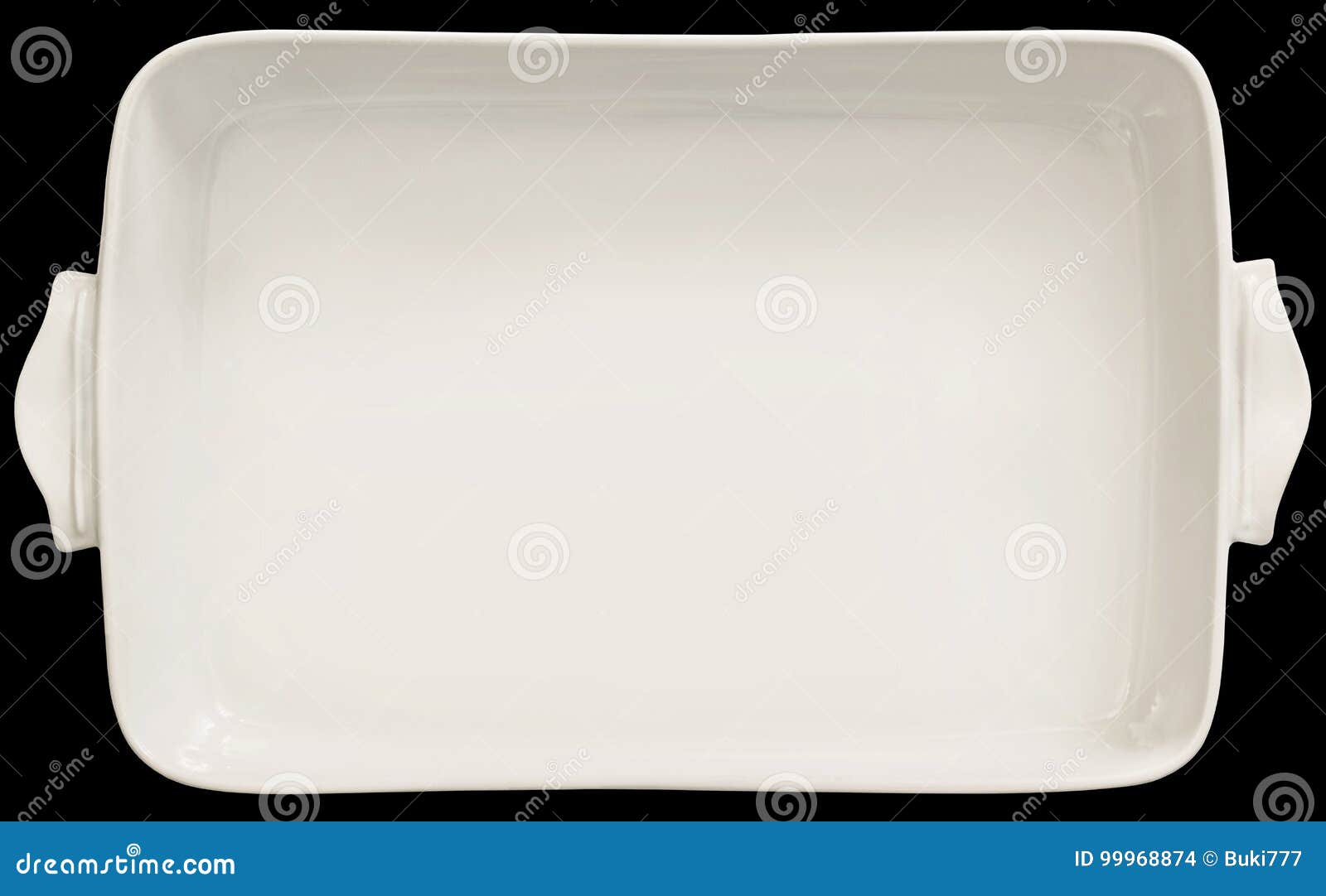 Large Off White Oblong Rectangular Ceramic Baking Pan Isolated on Black ...